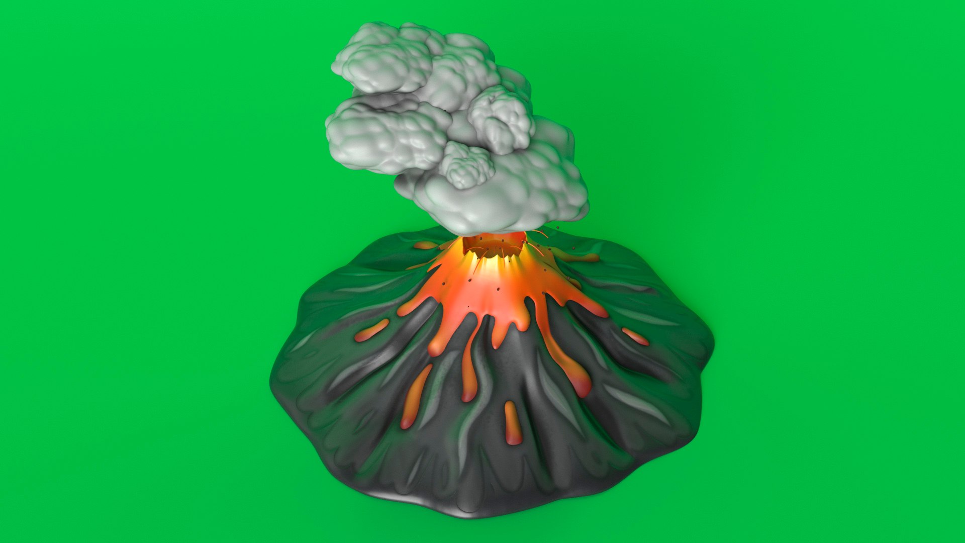 Stylized Erupting Volcano Gray 3D - TurboSquid 2270159