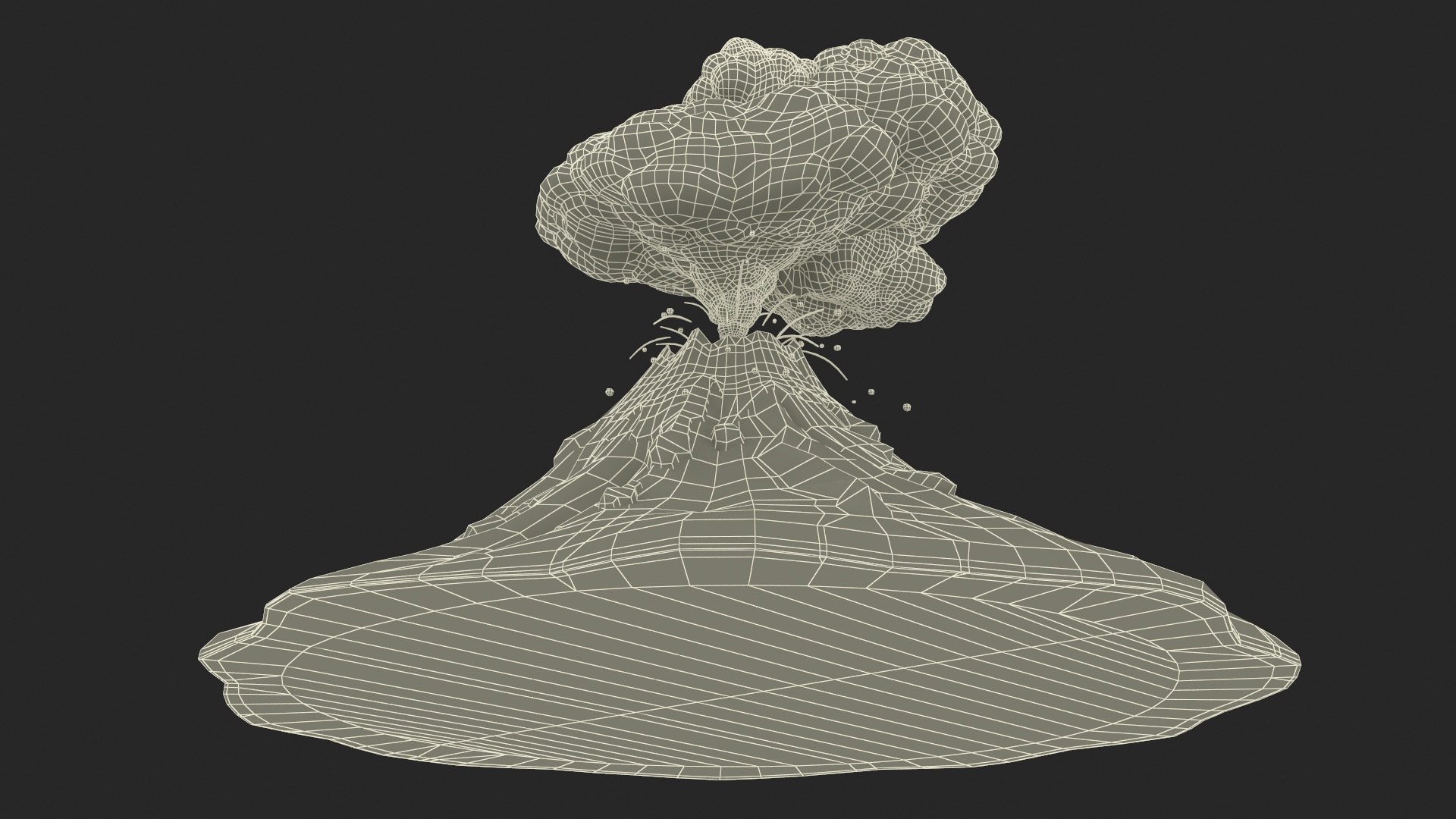 Stylized Erupting Volcano Gray 3D - TurboSquid 2270159
