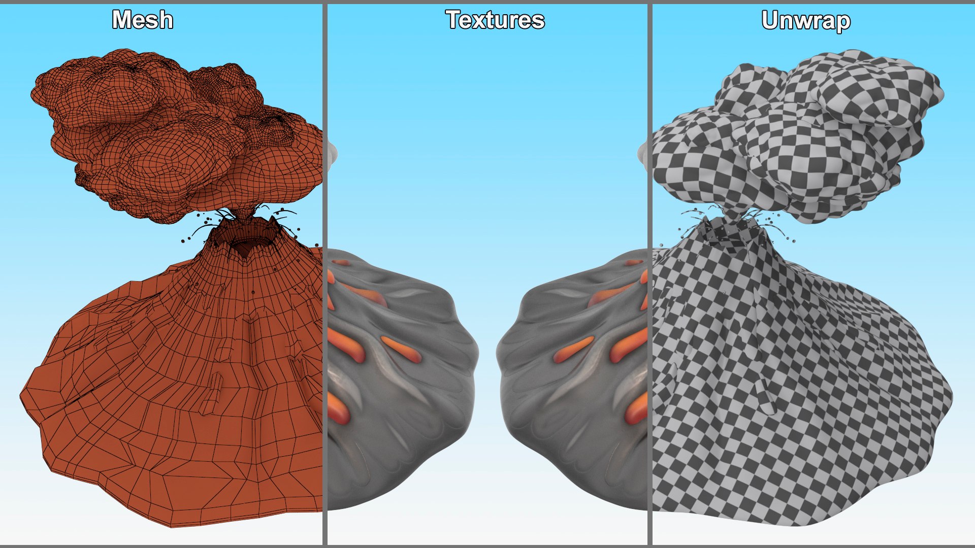 Stylized Erupting Volcano Gray 3D - TurboSquid 2270159