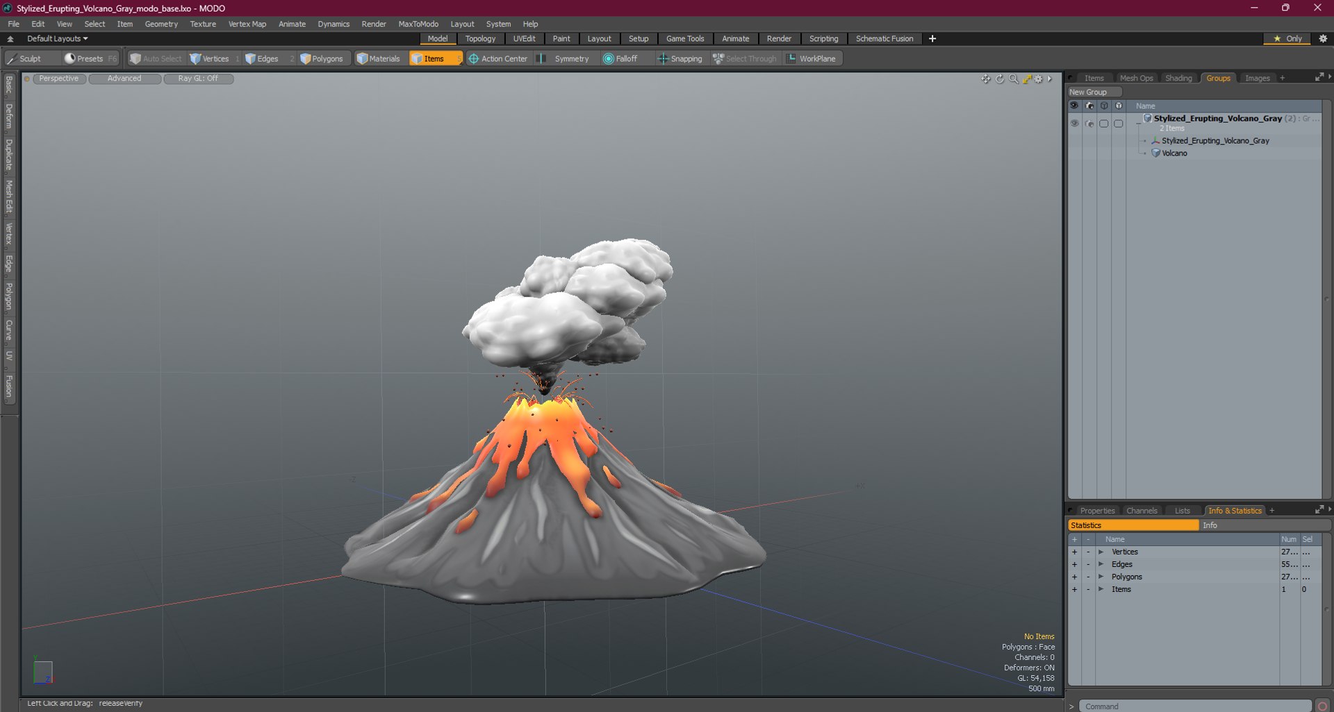 Stylized Erupting Volcano Gray 3D - TurboSquid 2270159