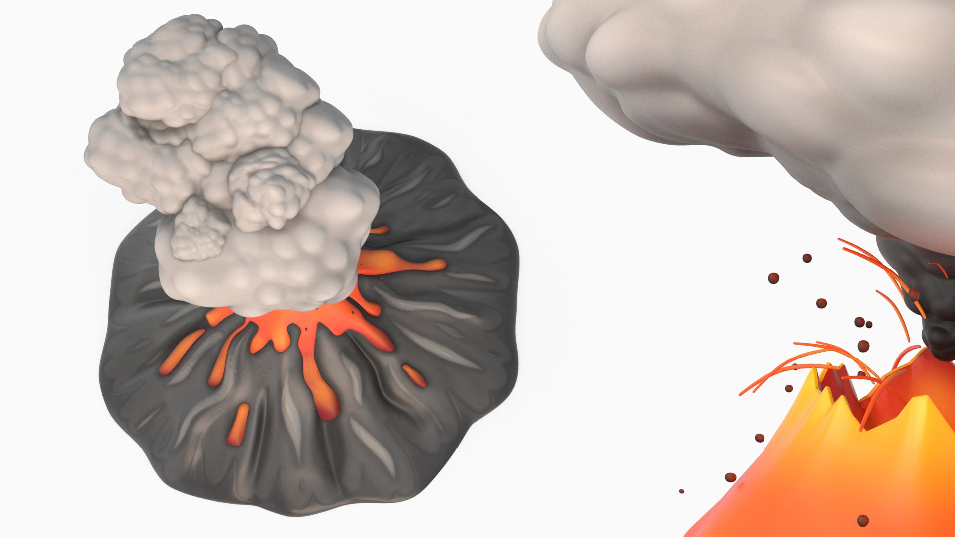 Stylized Erupting Volcano Gray 3D - TurboSquid 2270159