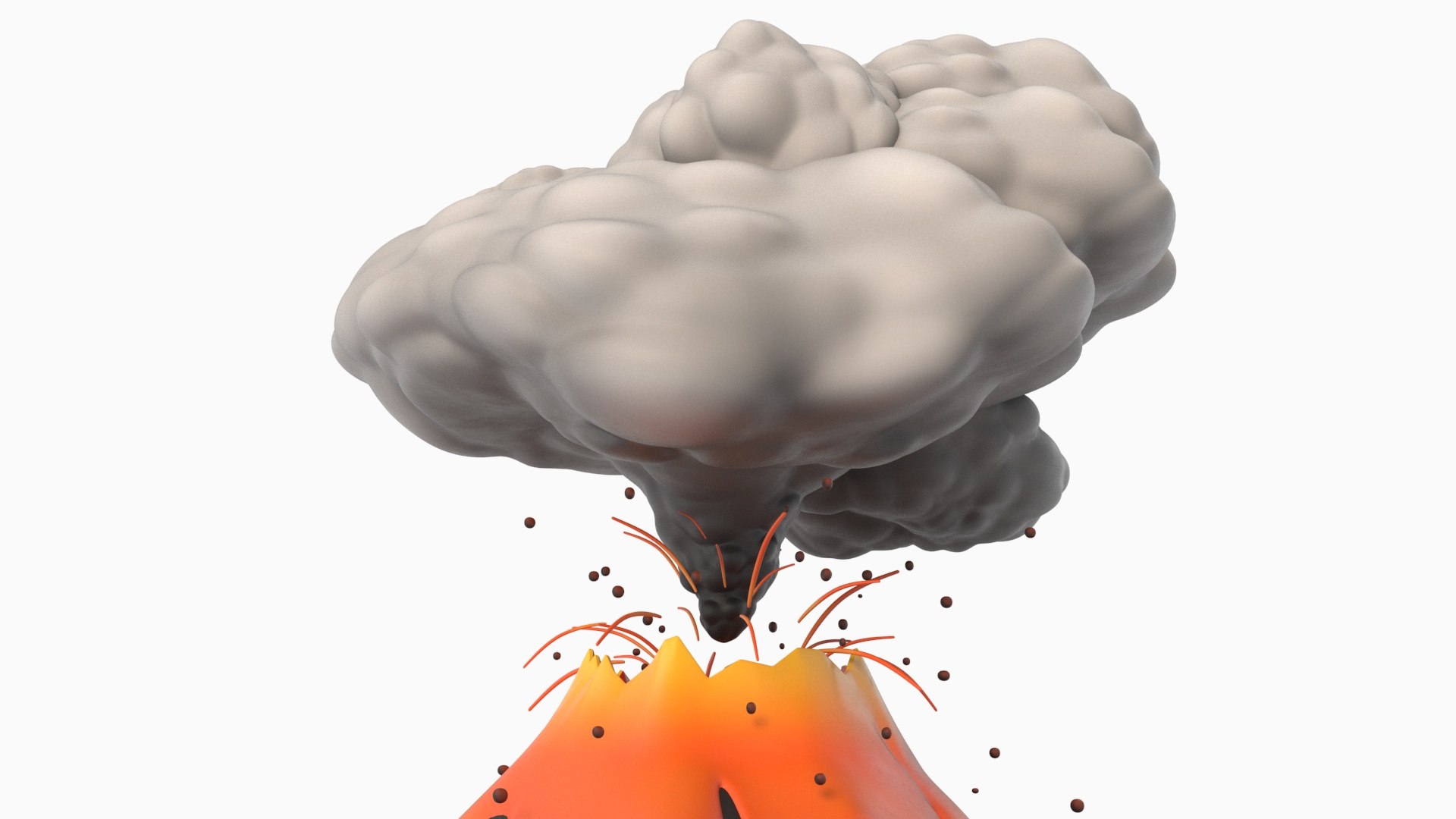 Stylized Erupting Volcano Gray 3D - TurboSquid 2270159