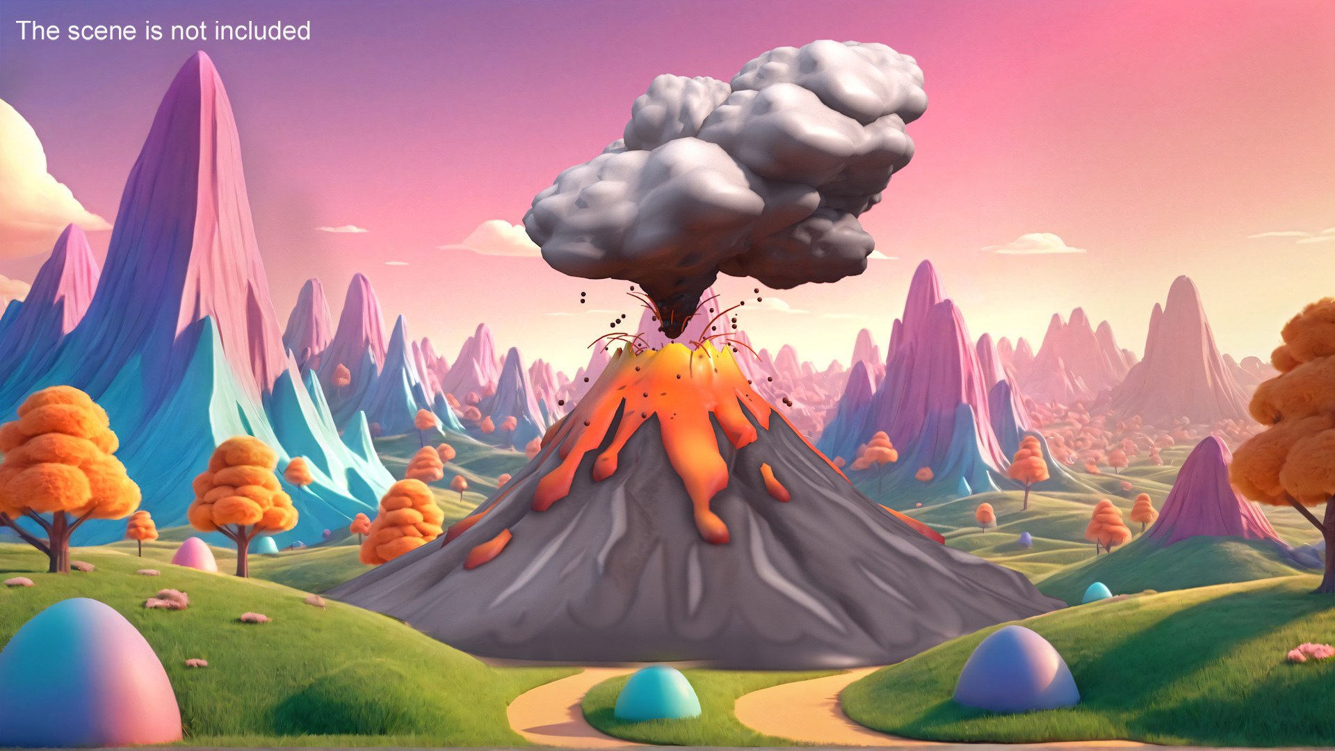 Stylized Erupting Volcano Gray 3D - TurboSquid 2270159