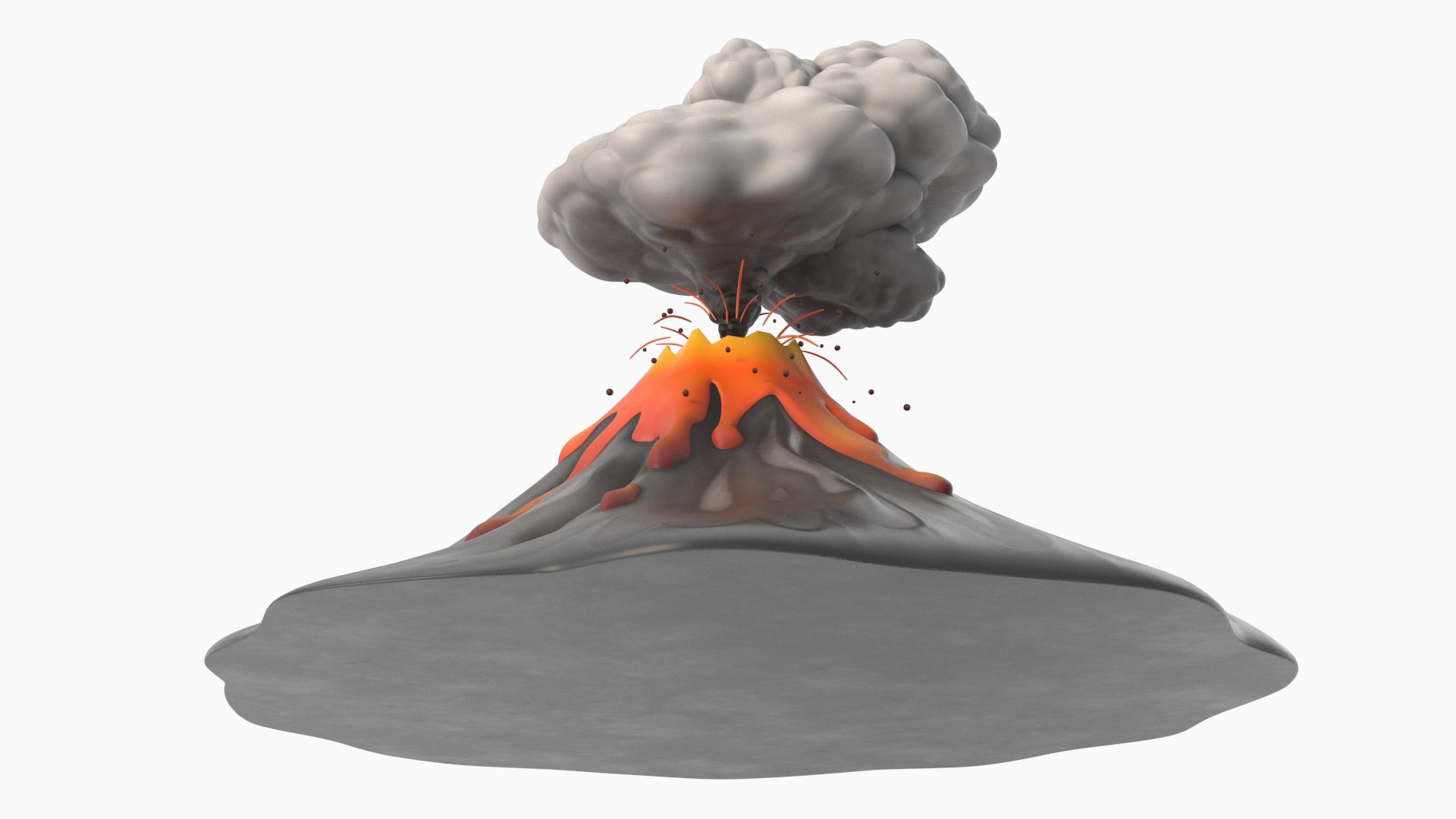 Stylized Erupting Volcano Gray 3D - TurboSquid 2270159