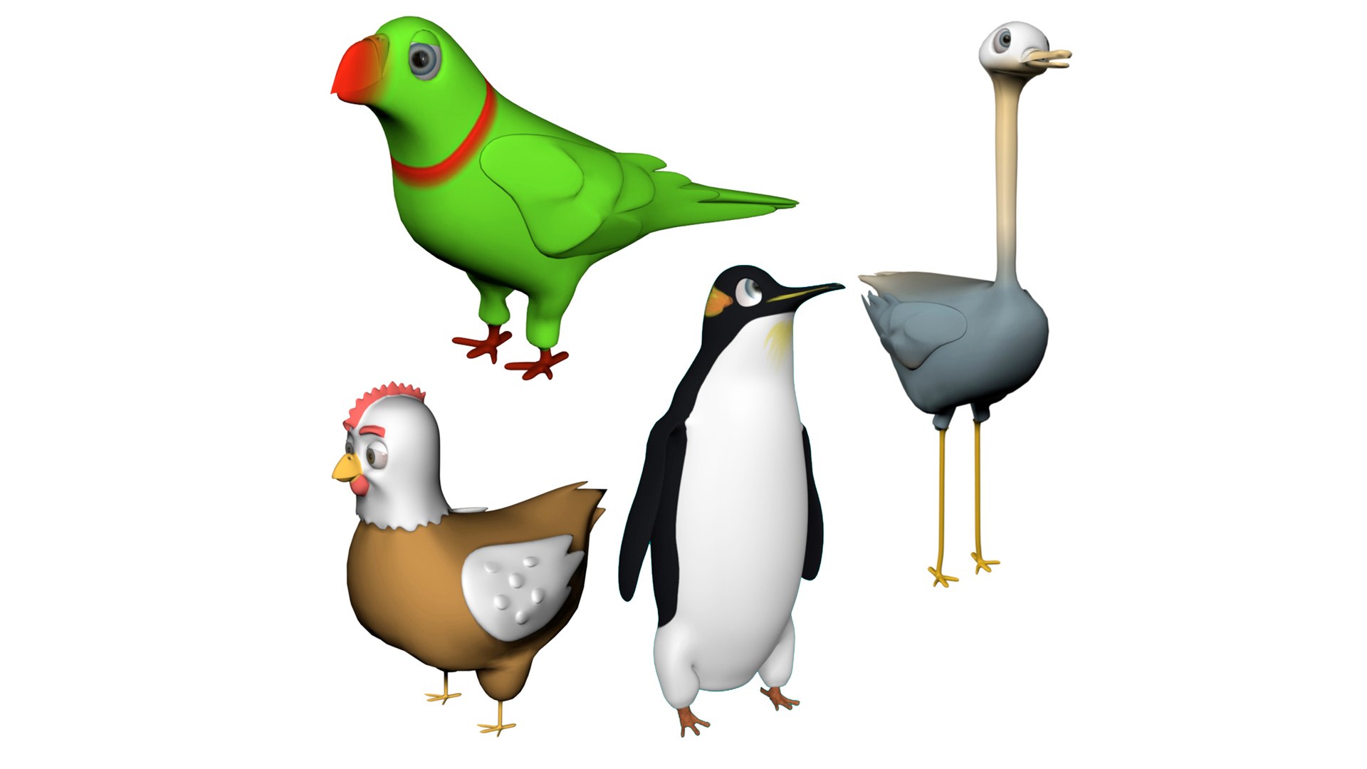 3D Cartoon Bird Collection Model - TurboSquid 2027886