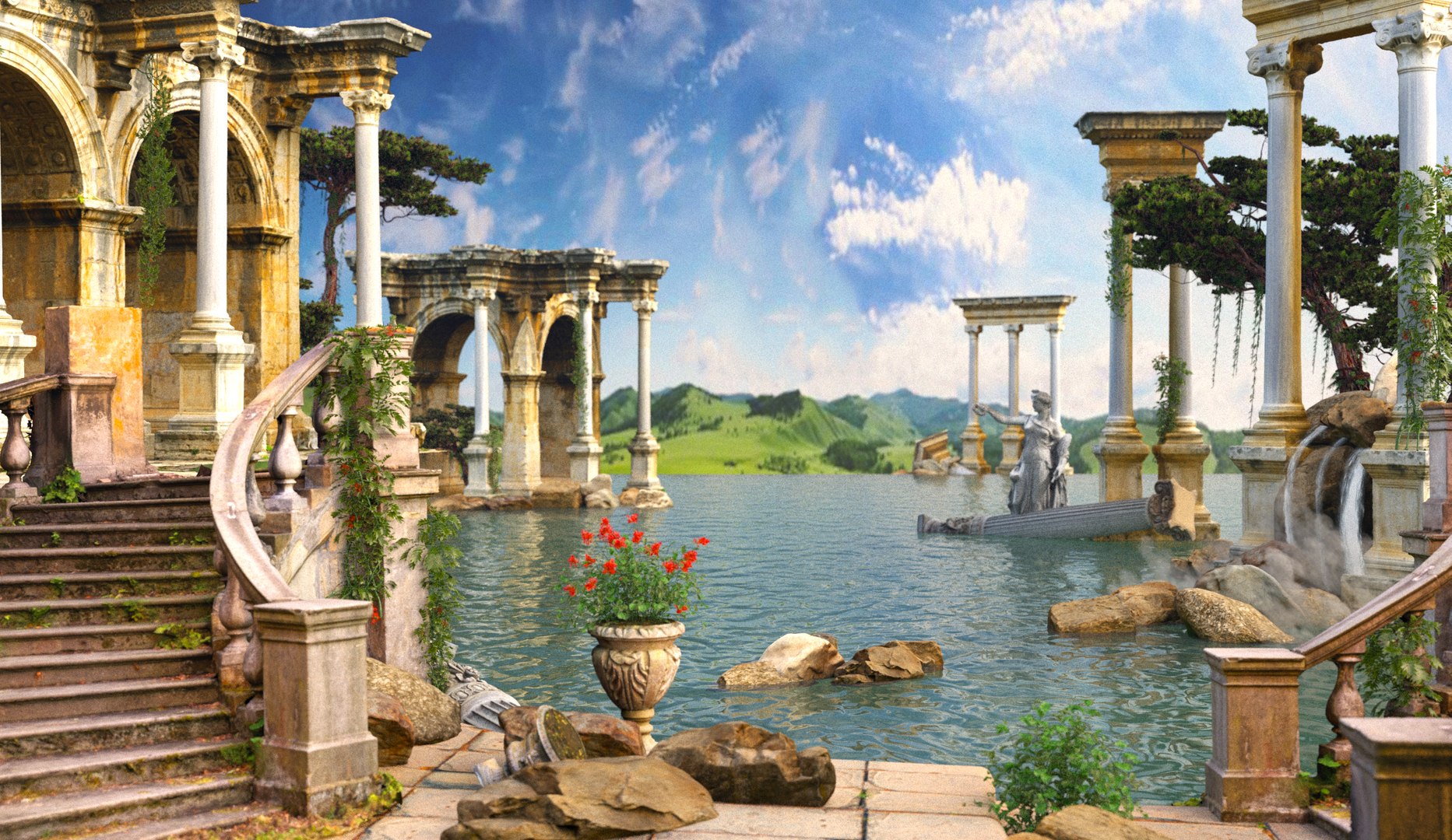 3D Model Italian Temple Garden - TurboSquid 1790466
