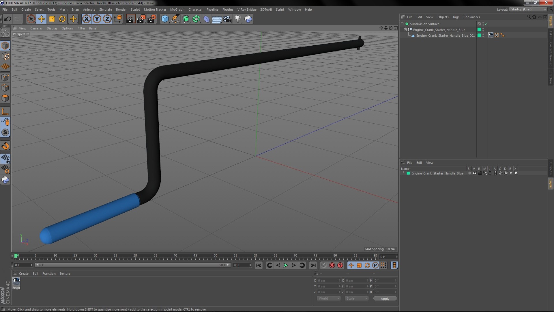 Engine Crank Starter Handle Blue 3D Model - TurboSquid 1912212