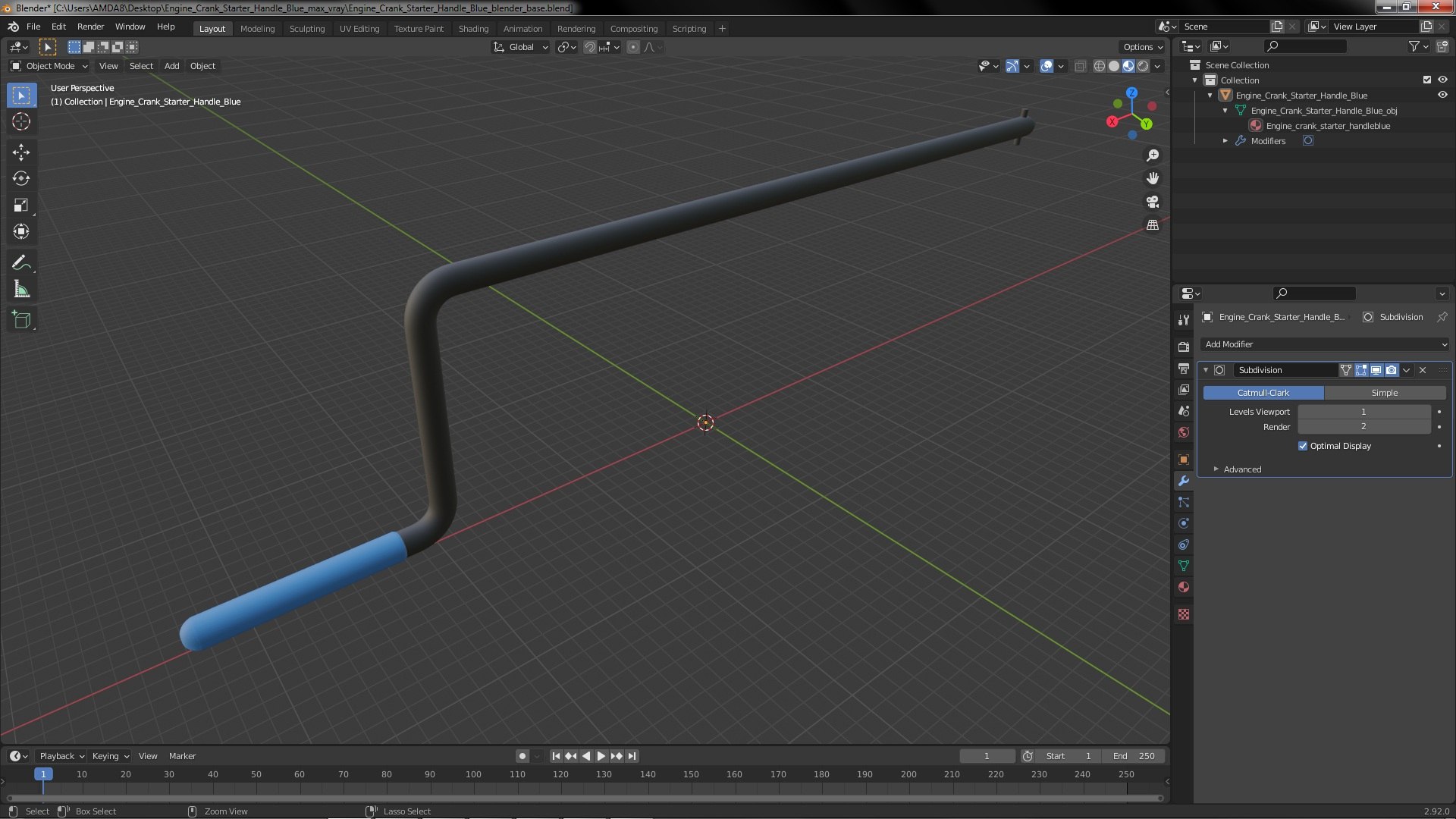 Engine Crank Starter Handle Blue 3D Model - TurboSquid 1912212