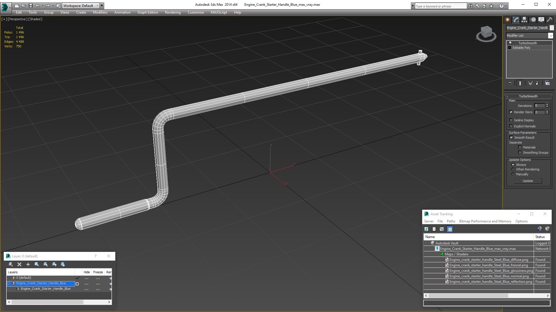 Engine Crank Starter Handle Blue 3D Model - TurboSquid 1912212