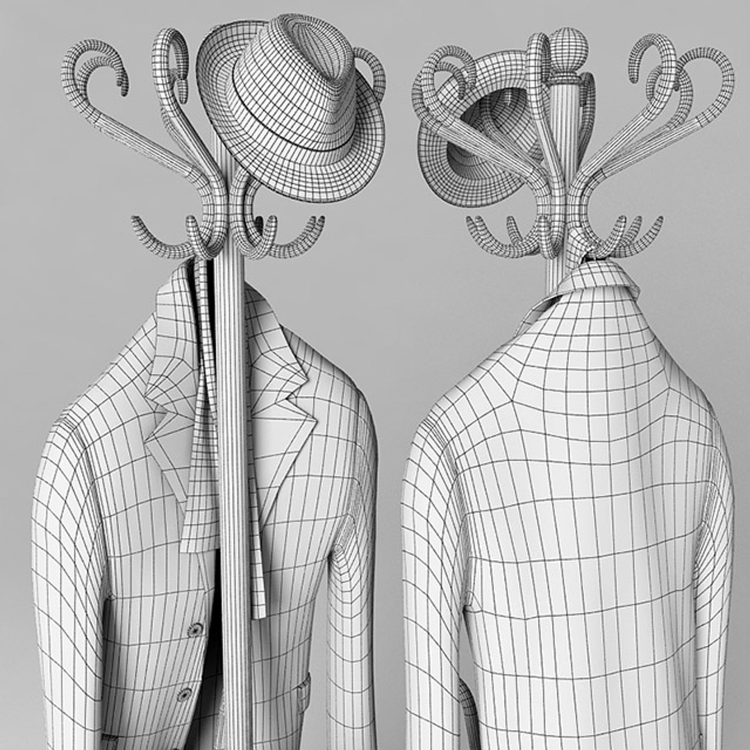 Coat Rack Clothes 3d Model