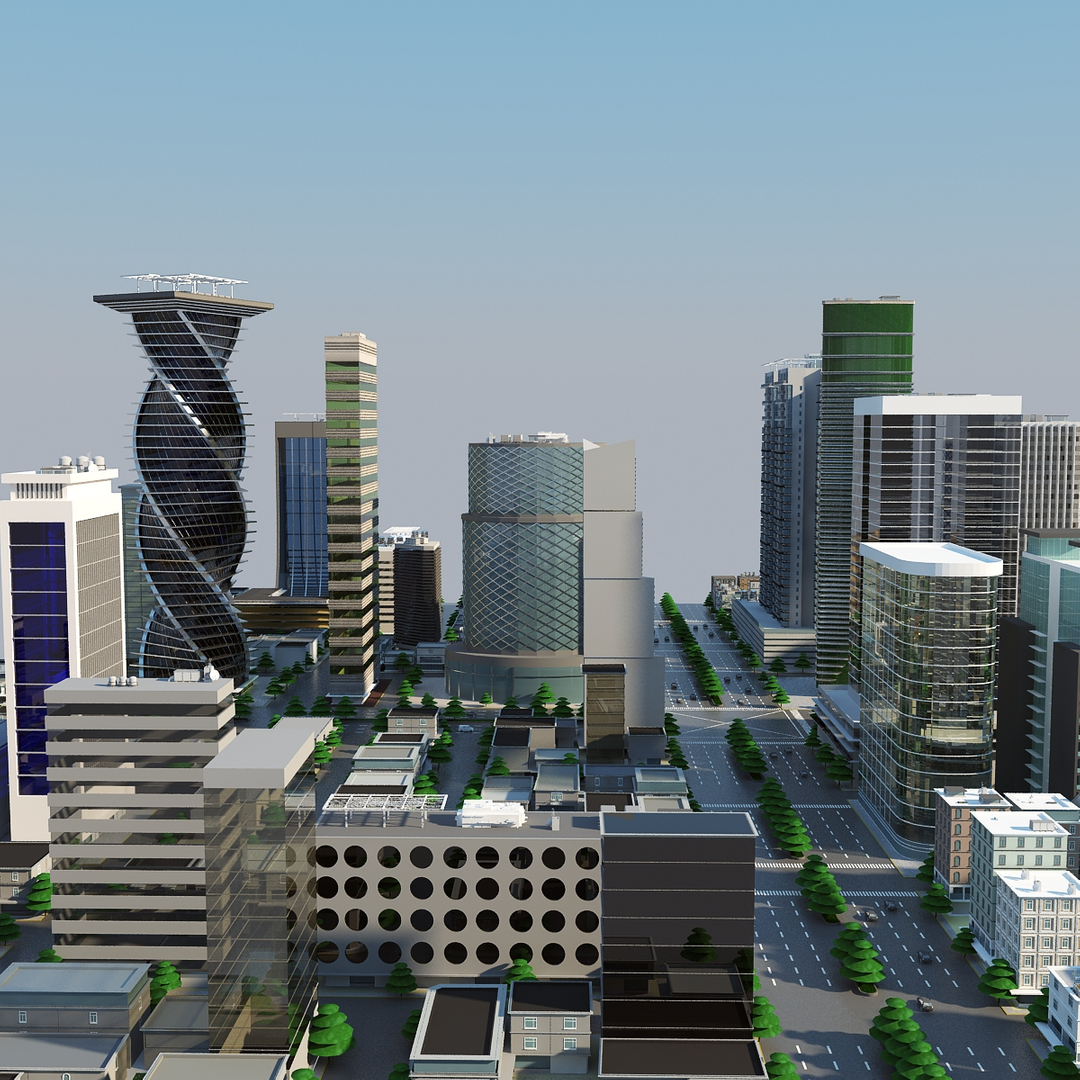3d max city block cityscapes