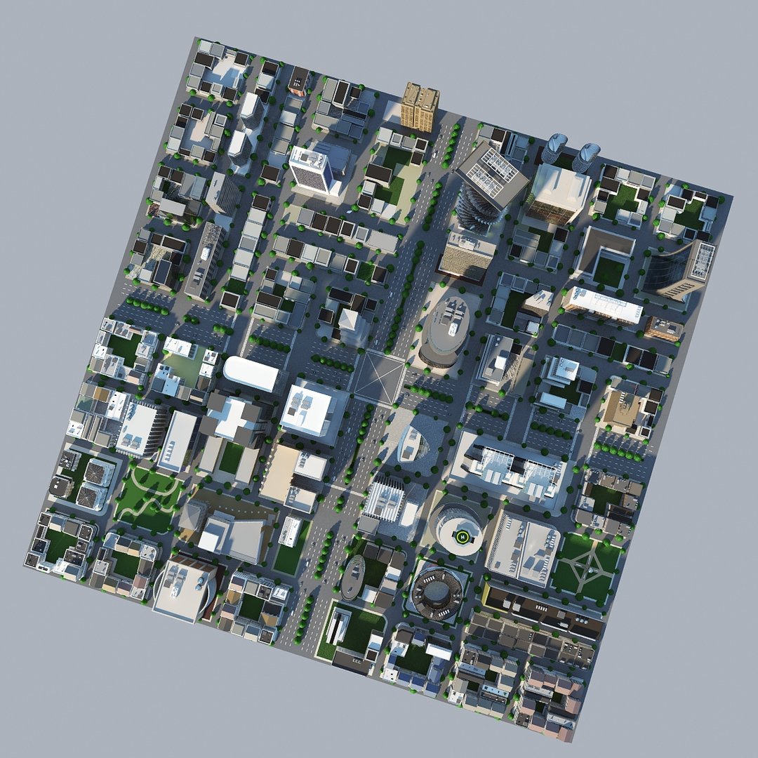 3d max city block cityscapes