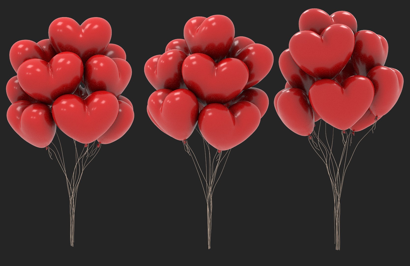 Balloon Heart Shape Model - TurboSquid 1490961