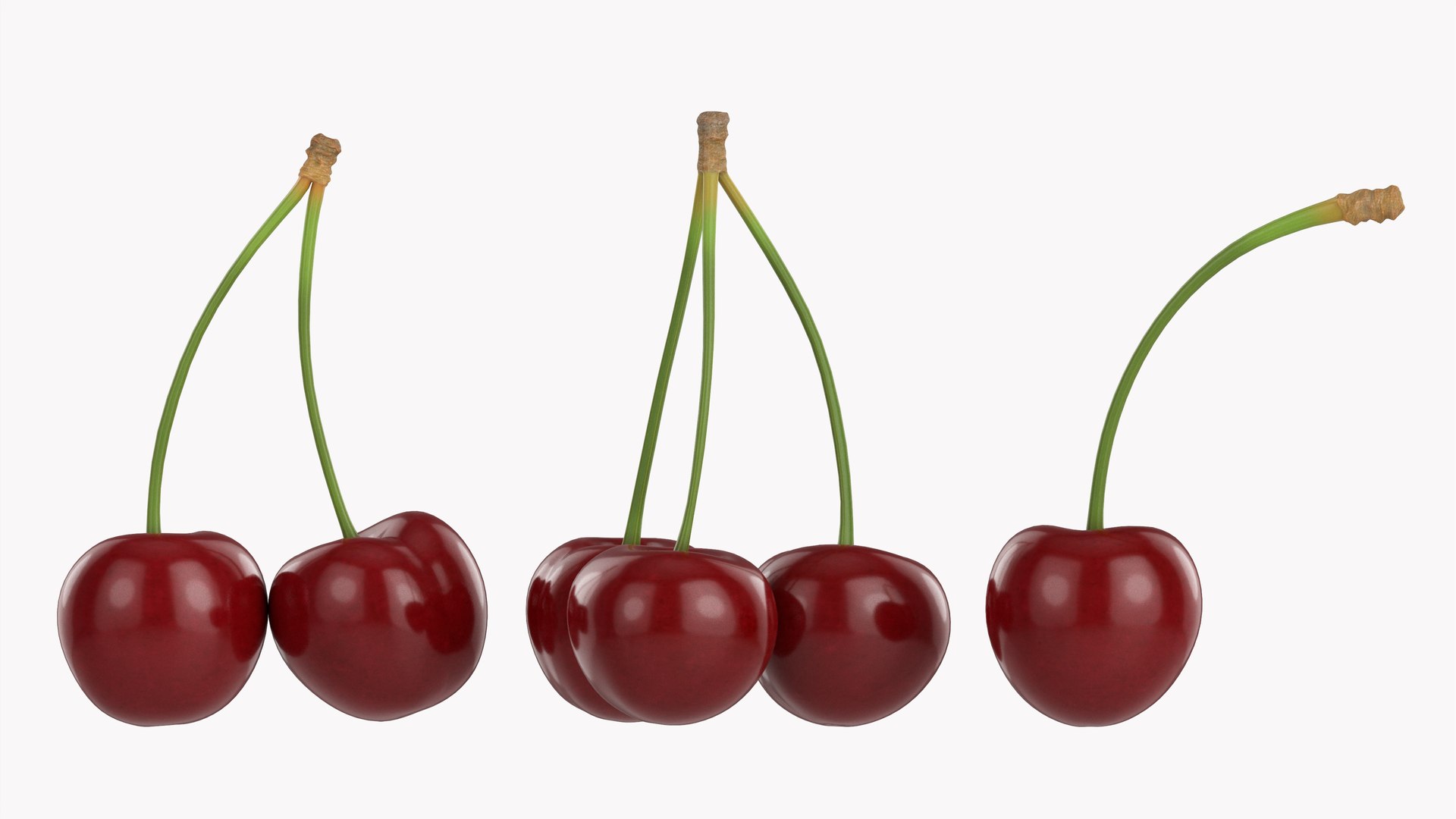 Cherry Single Double Triple 3D - TurboSquid 1795910