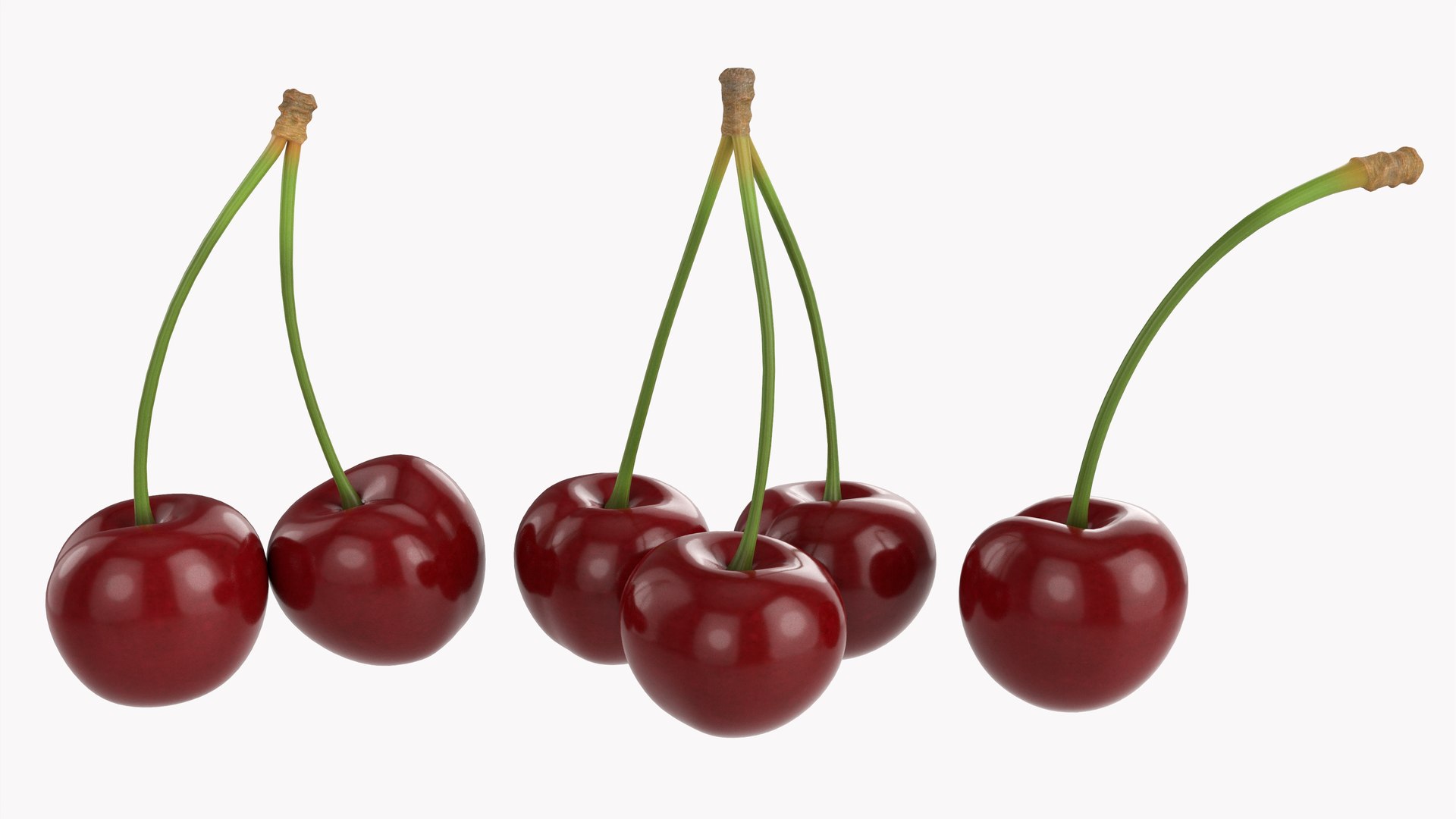 Cherry Single Double Triple 3D - TurboSquid 1795910