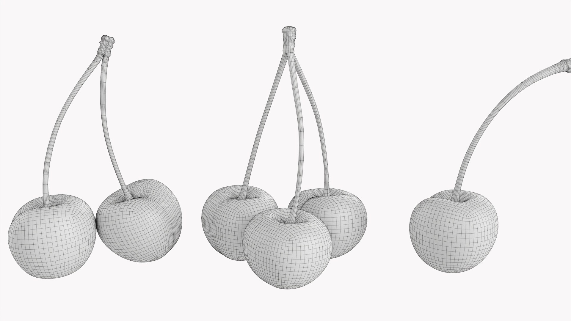 Cherry Single Double Triple 3D - TurboSquid 1795910