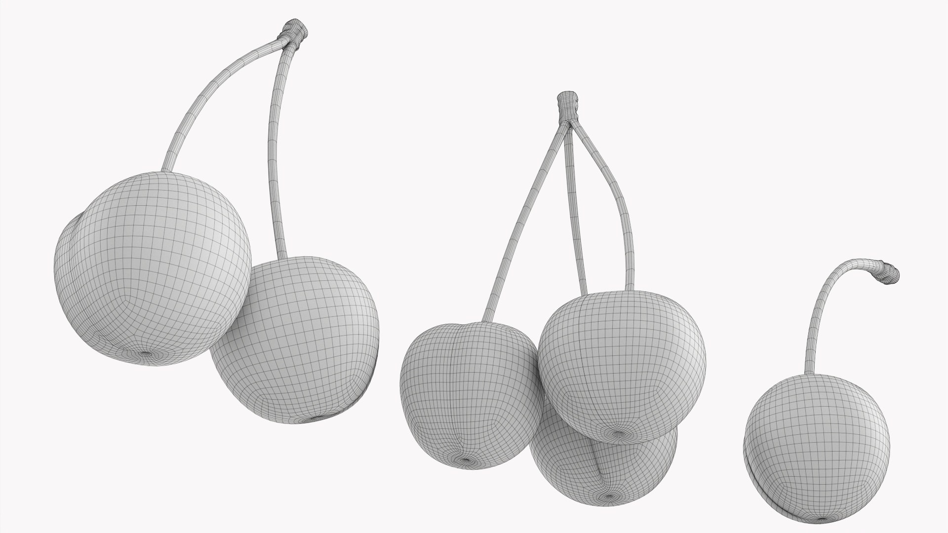 Cherry Single Double Triple 3D - TurboSquid 1795910