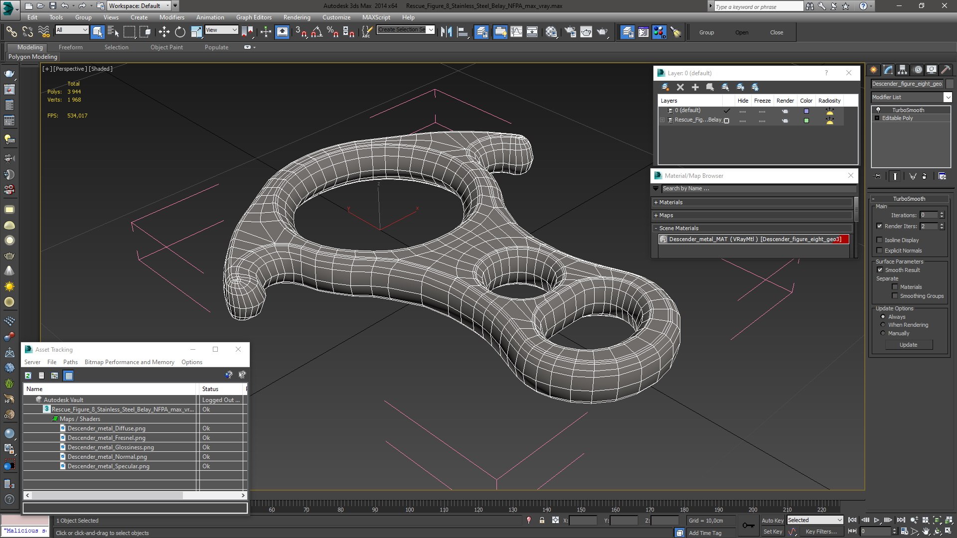 3D Rescue Figure 8 Stainless Steel Belay NFPA Model - TurboSquid 2191868