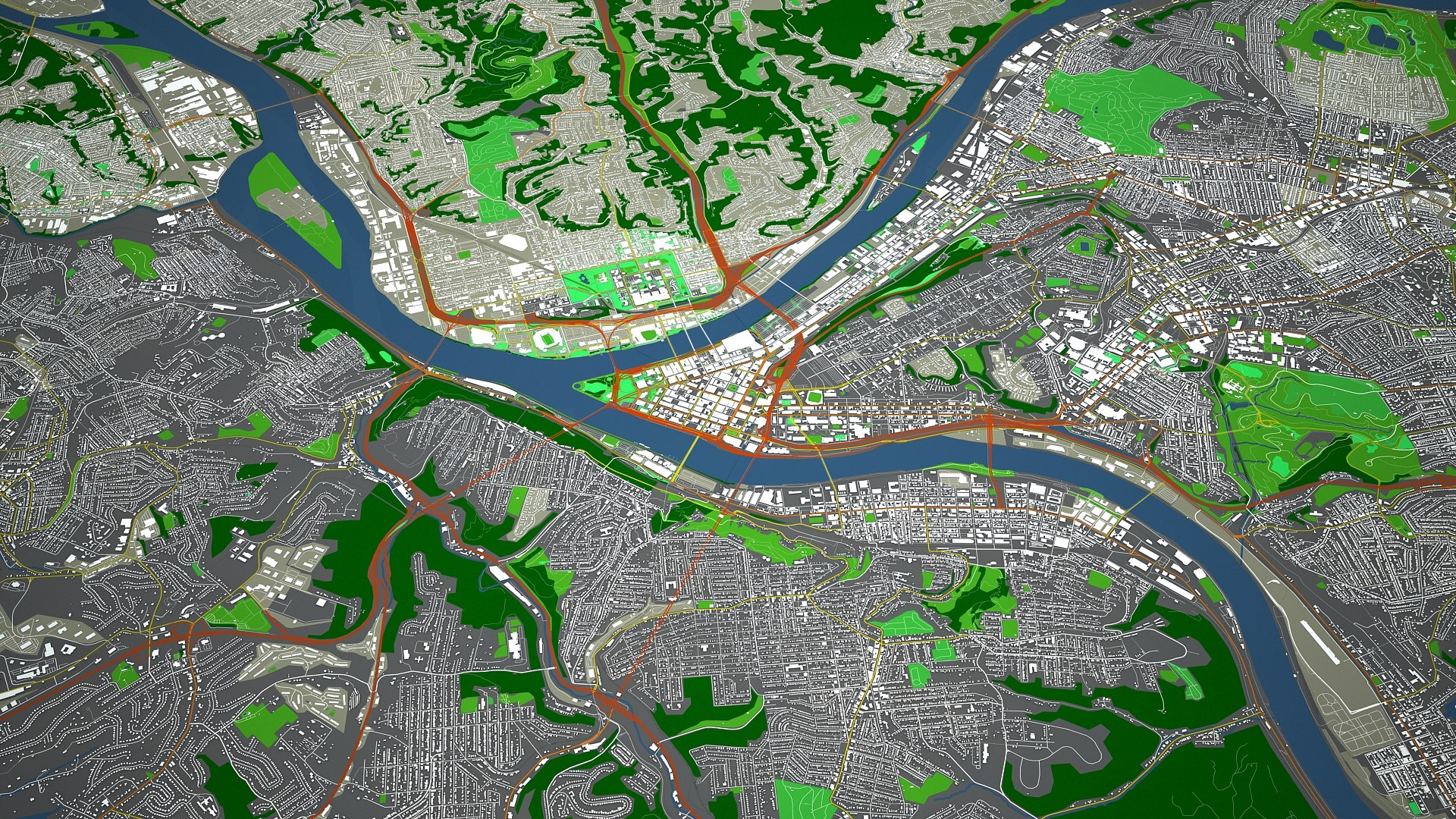 3D Pittsburgh Cityscape - TurboSquid 1499496