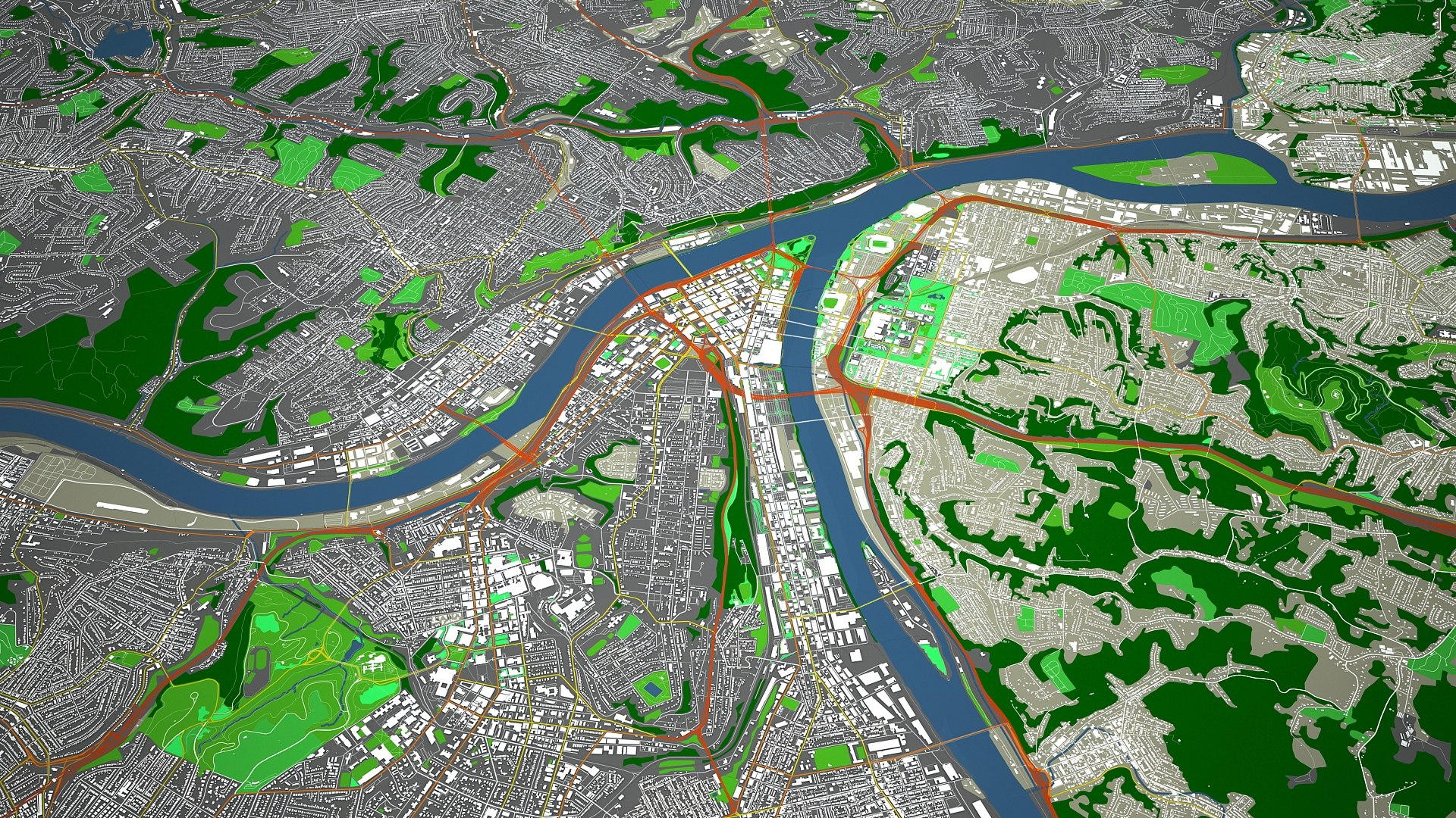 3D Pittsburgh Cityscape - TurboSquid 1499496