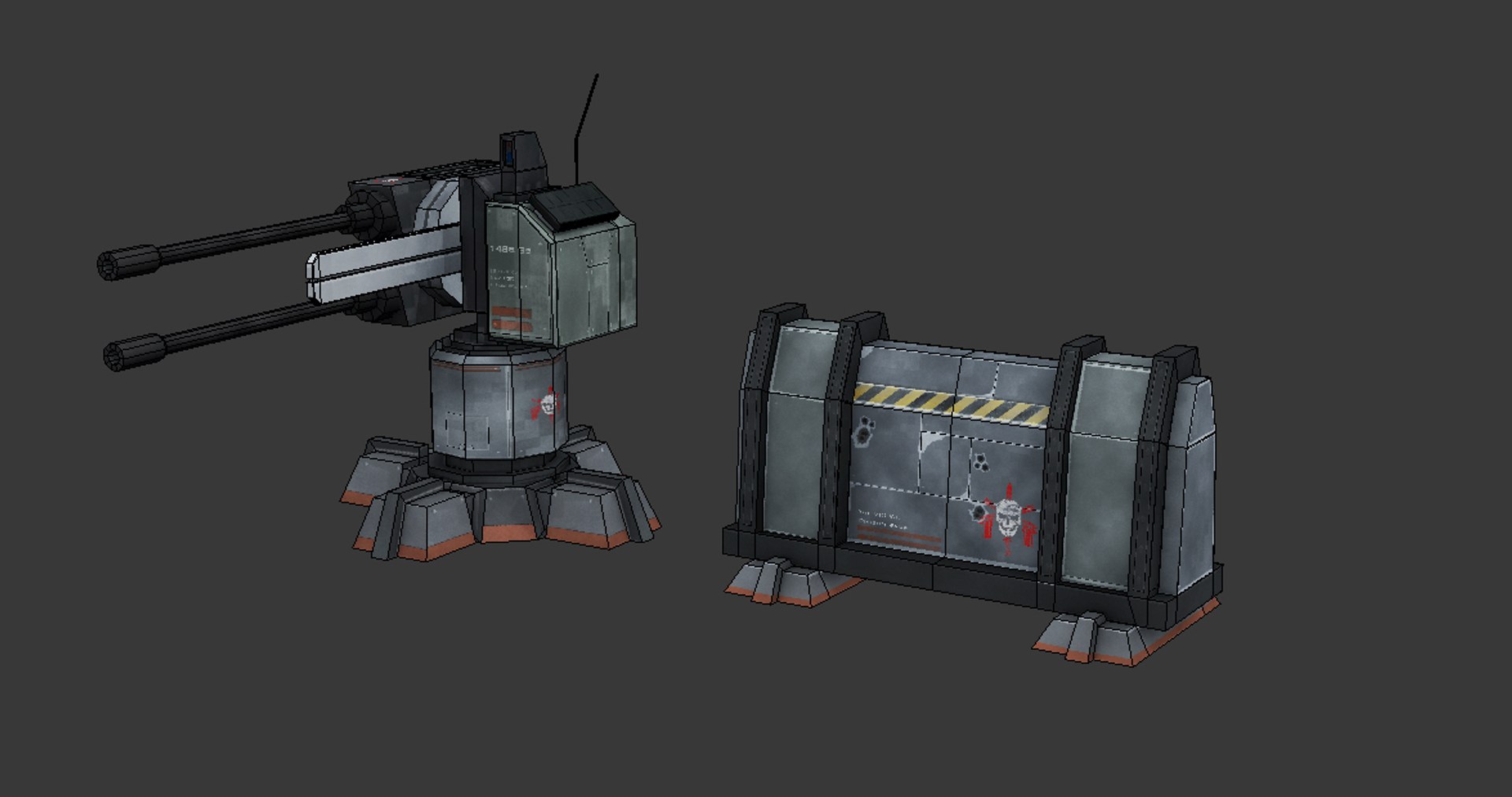 3d model gun turret