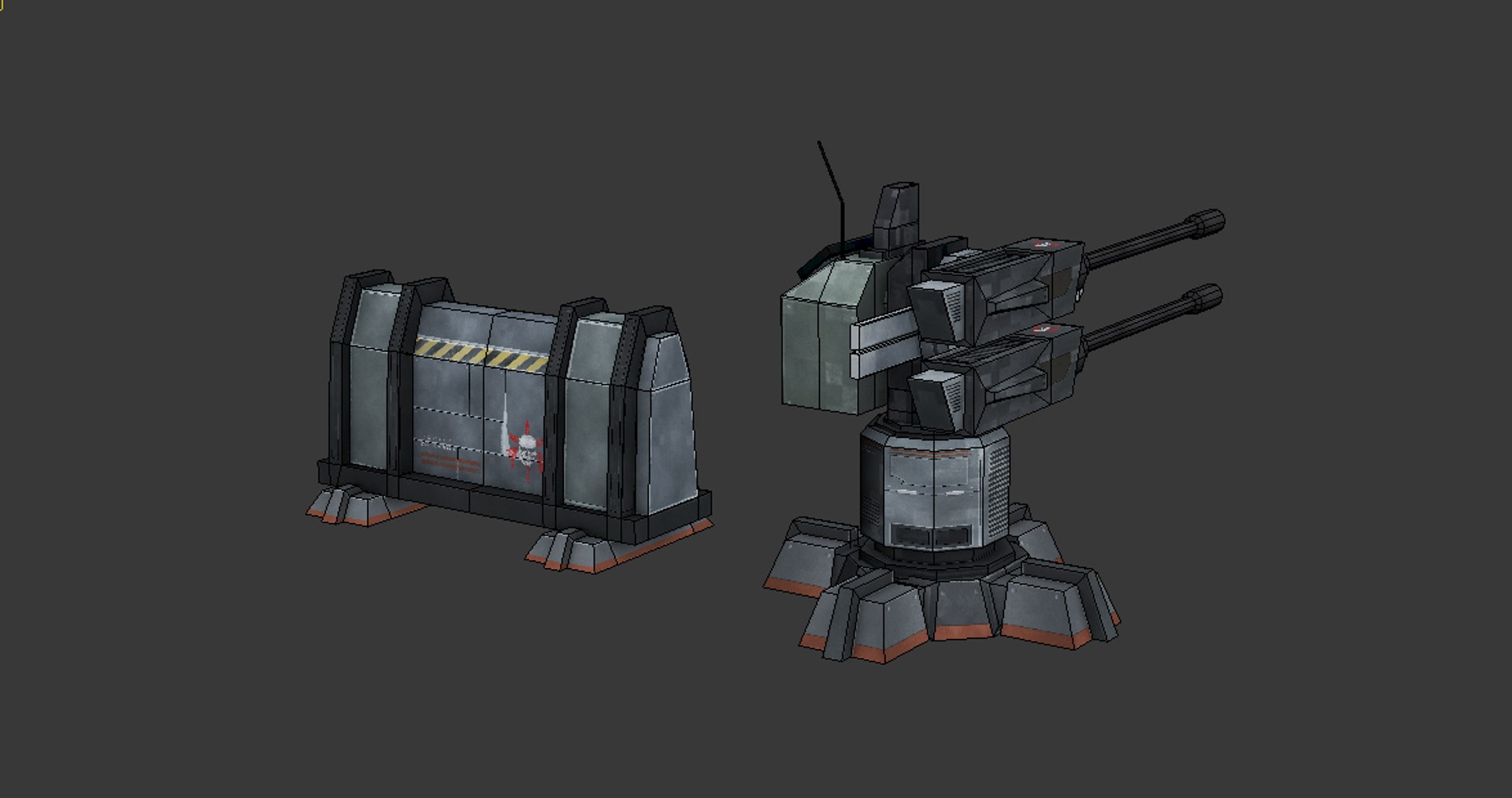 3d model gun turret