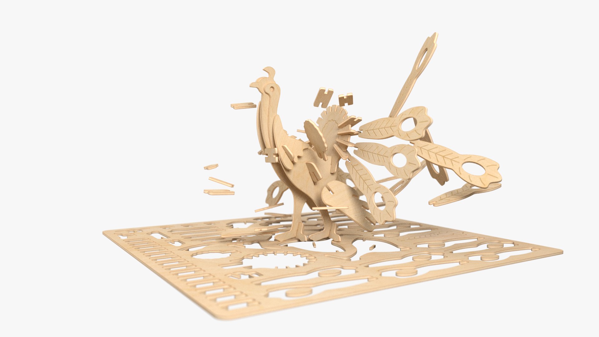 3D Peacock Laser Cut Animation Model - TurboSquid 1600288