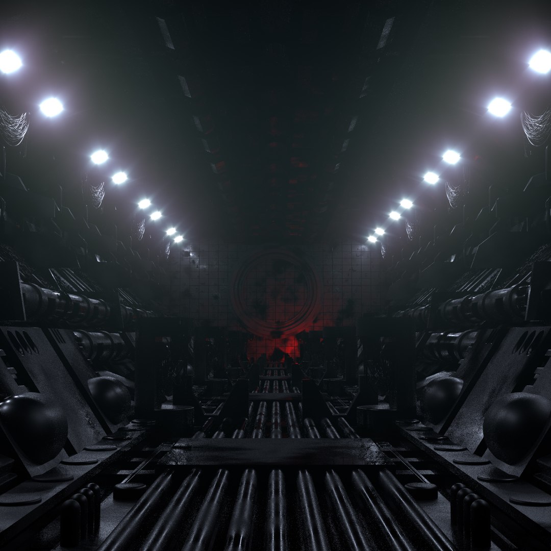 Dark Sci-Fi Futuristic Cyberpunk Corridor Model - TurboSquid 1956519