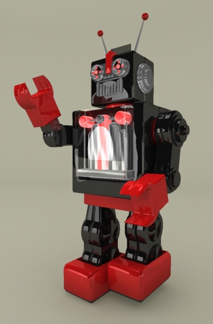retro toy robot 3d model