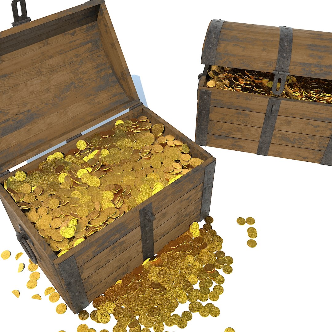 Chest Wood Doubloons 3D - TurboSquid 1208183
