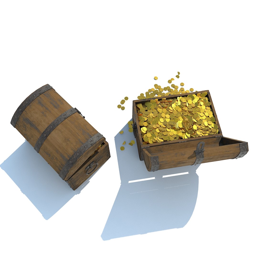 Chest Wood Doubloons 3D - TurboSquid 1208183
