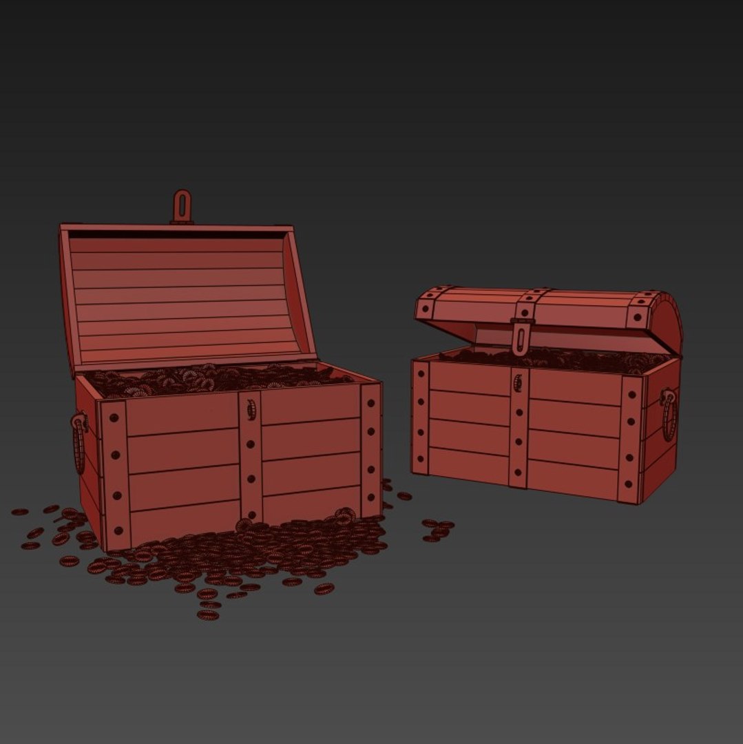 Chest Wood Doubloons 3D - TurboSquid 1208183