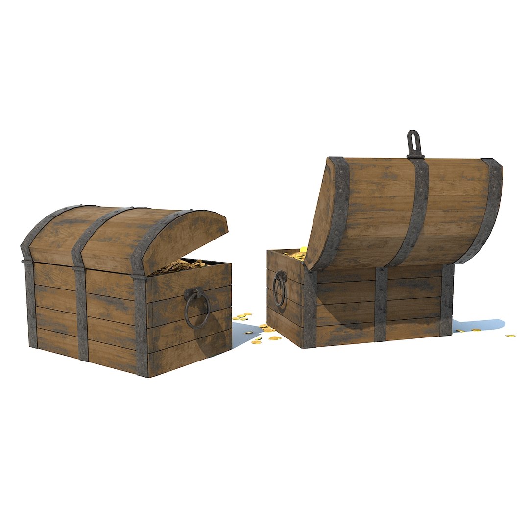 Chest Wood Doubloons 3D - TurboSquid 1208183