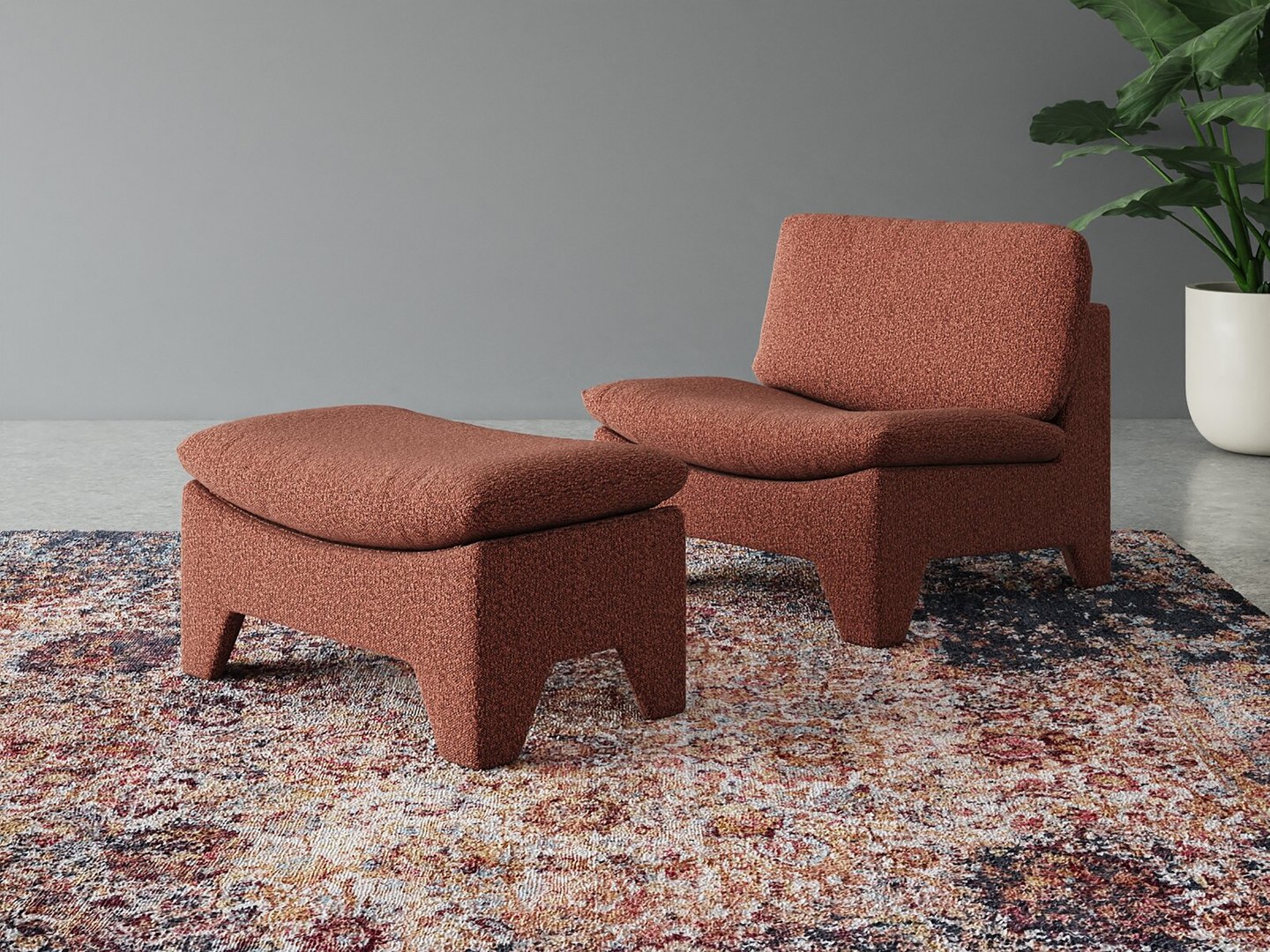 3D Retro Lounge Fauteuil Ottoman - TurboSquid 2155634