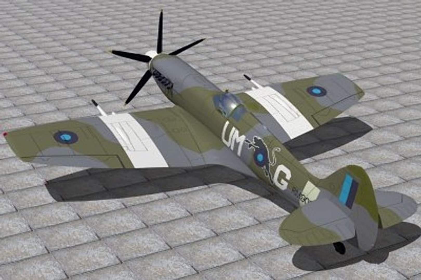3d Supermarine Spitfire Fighter Xiv