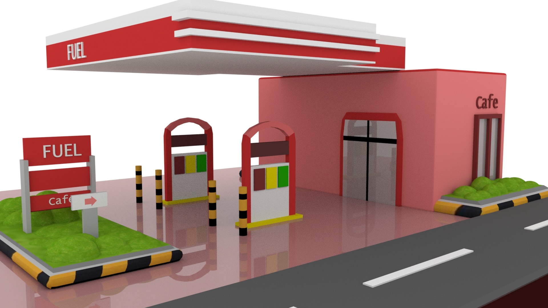 Gas Station Model Model - TurboSquid 2145848