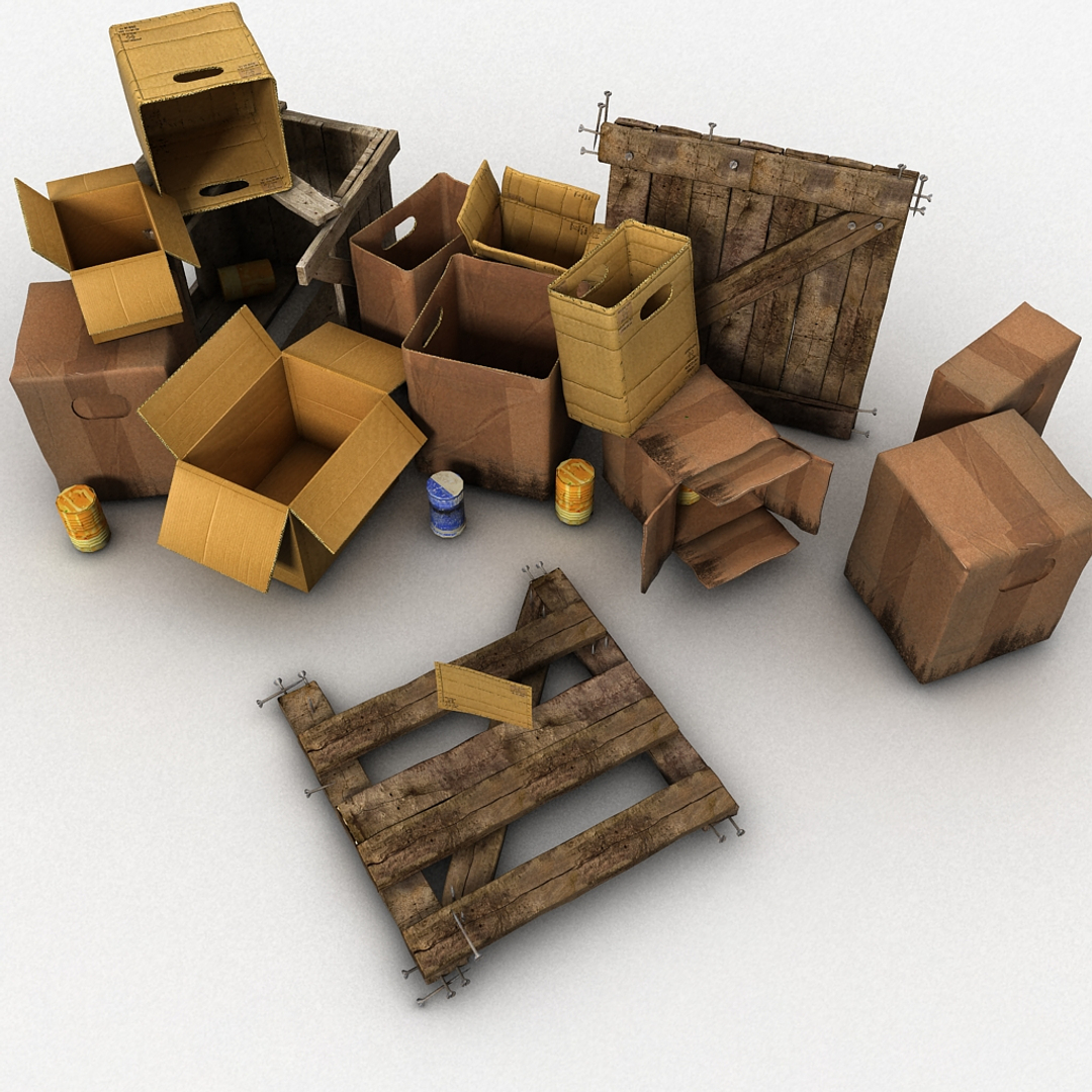 junk wood crate 3d obj