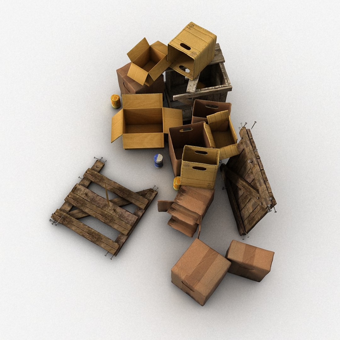 Junk Wood Crate 3d Obj