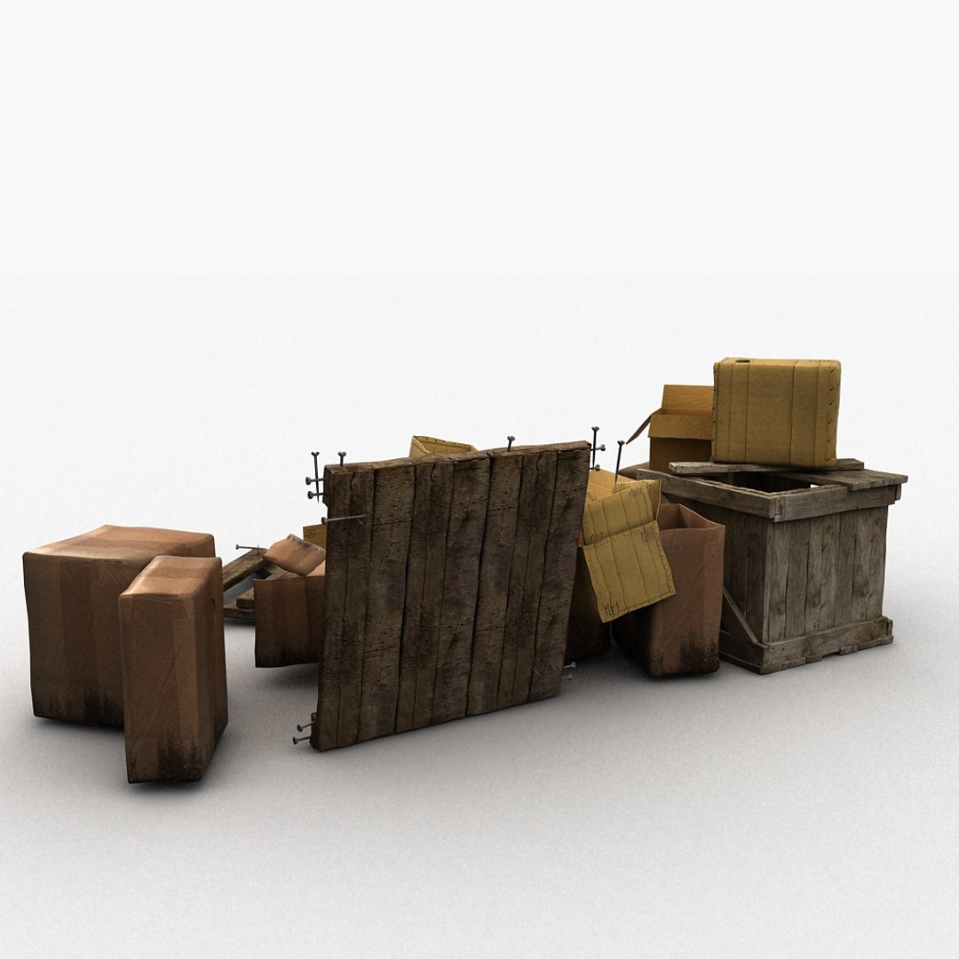 Junk Wood Crate 3d Obj