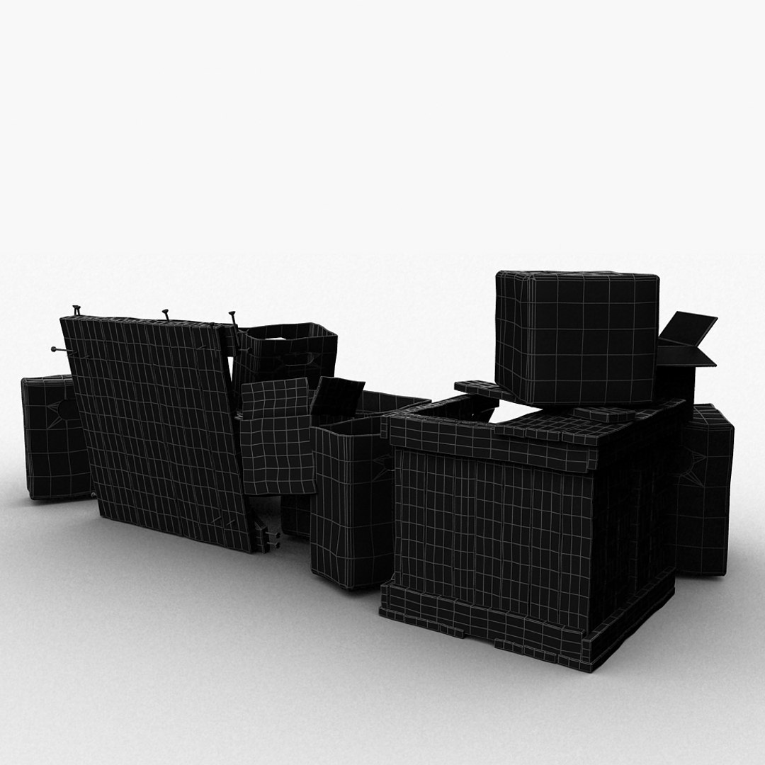 junk wood crate 3d obj