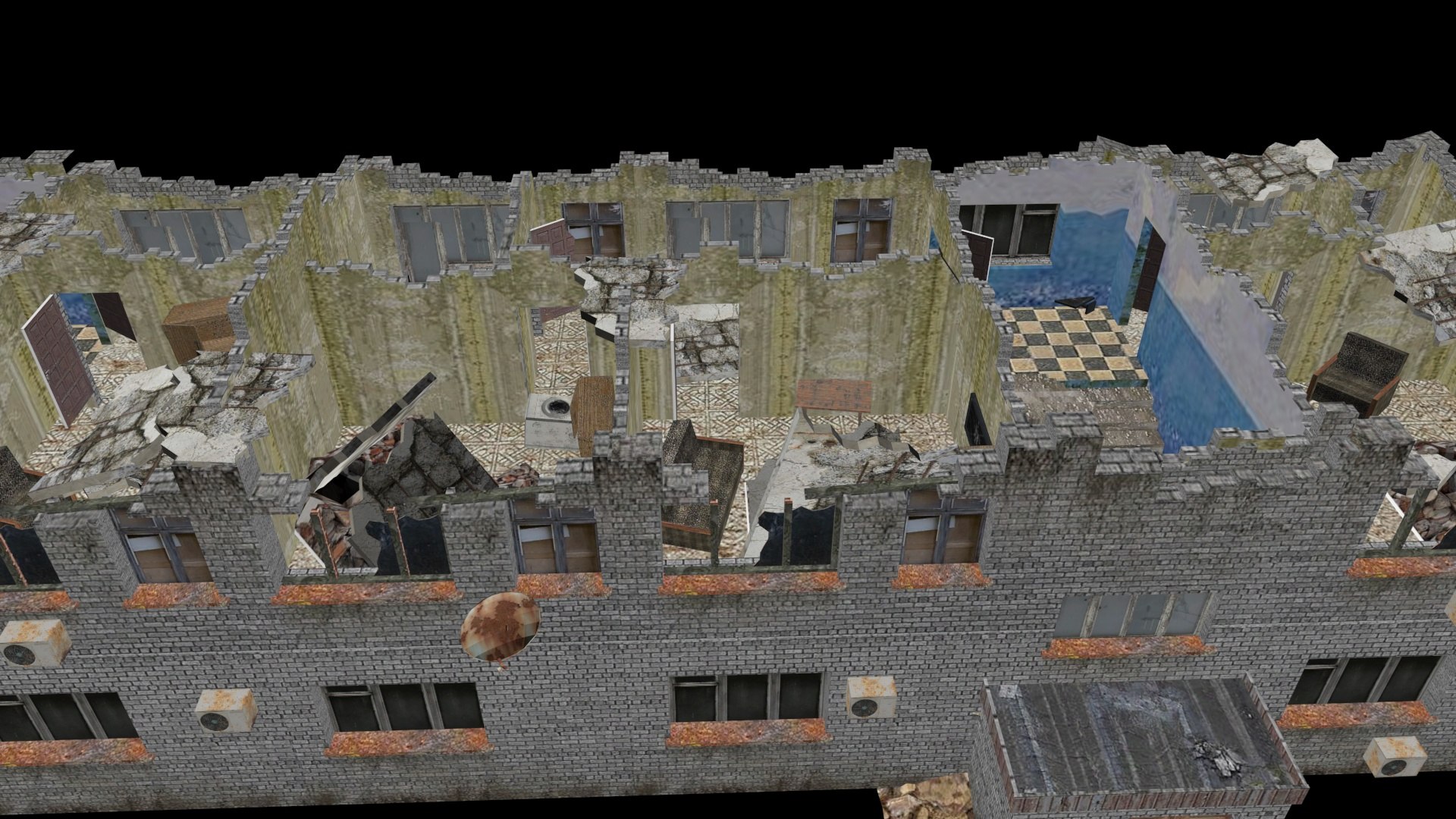 3d Ruined House Model