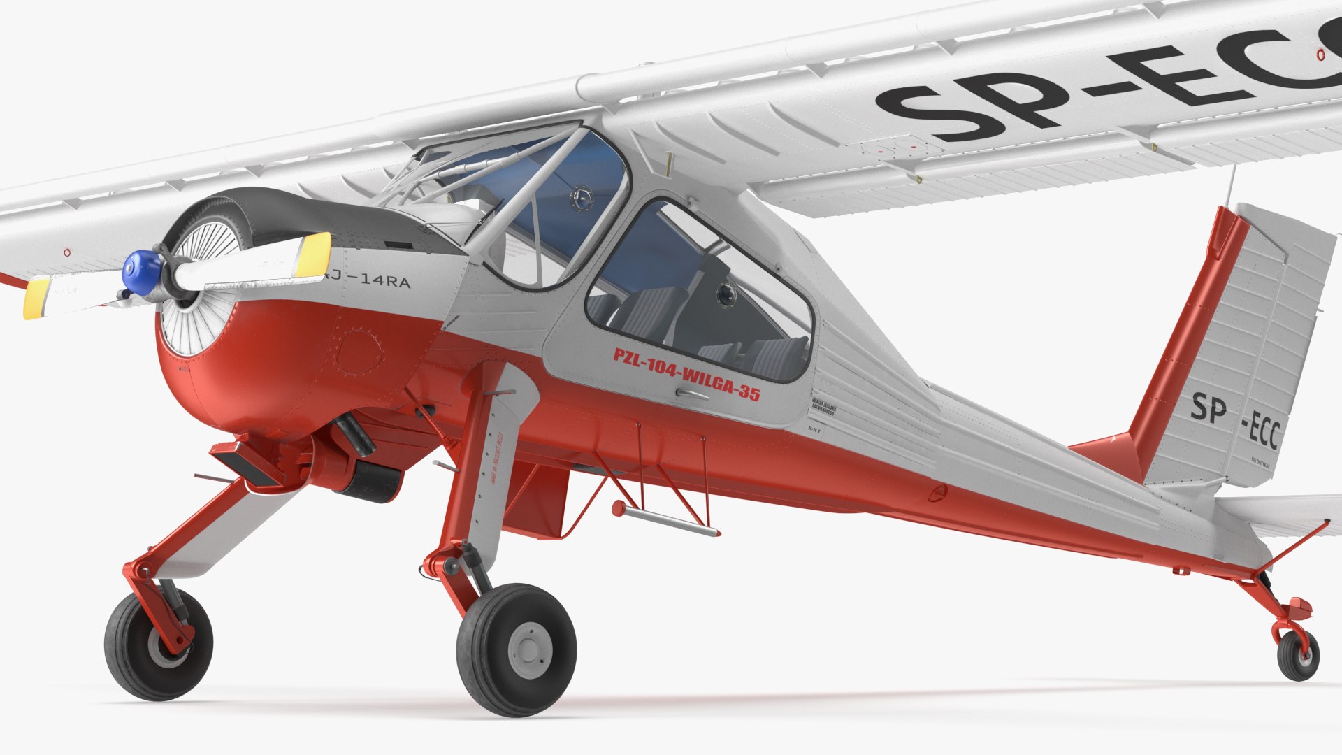 3D PZL 104 Wilga Airplane White Simple Interior - TurboSquid 2193877