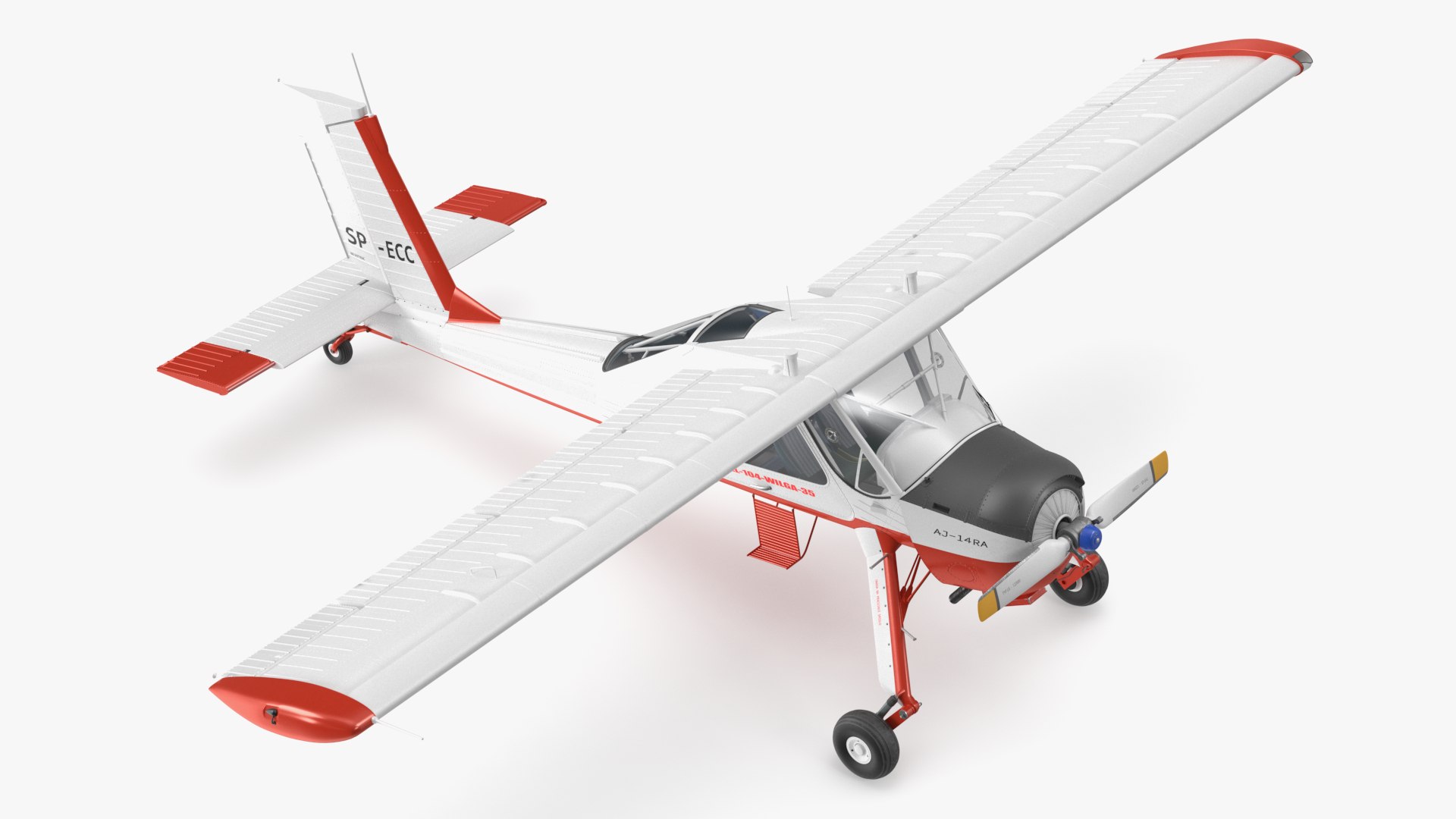 3D PZL 104 Wilga Airplane White Simple Interior - TurboSquid 2193877