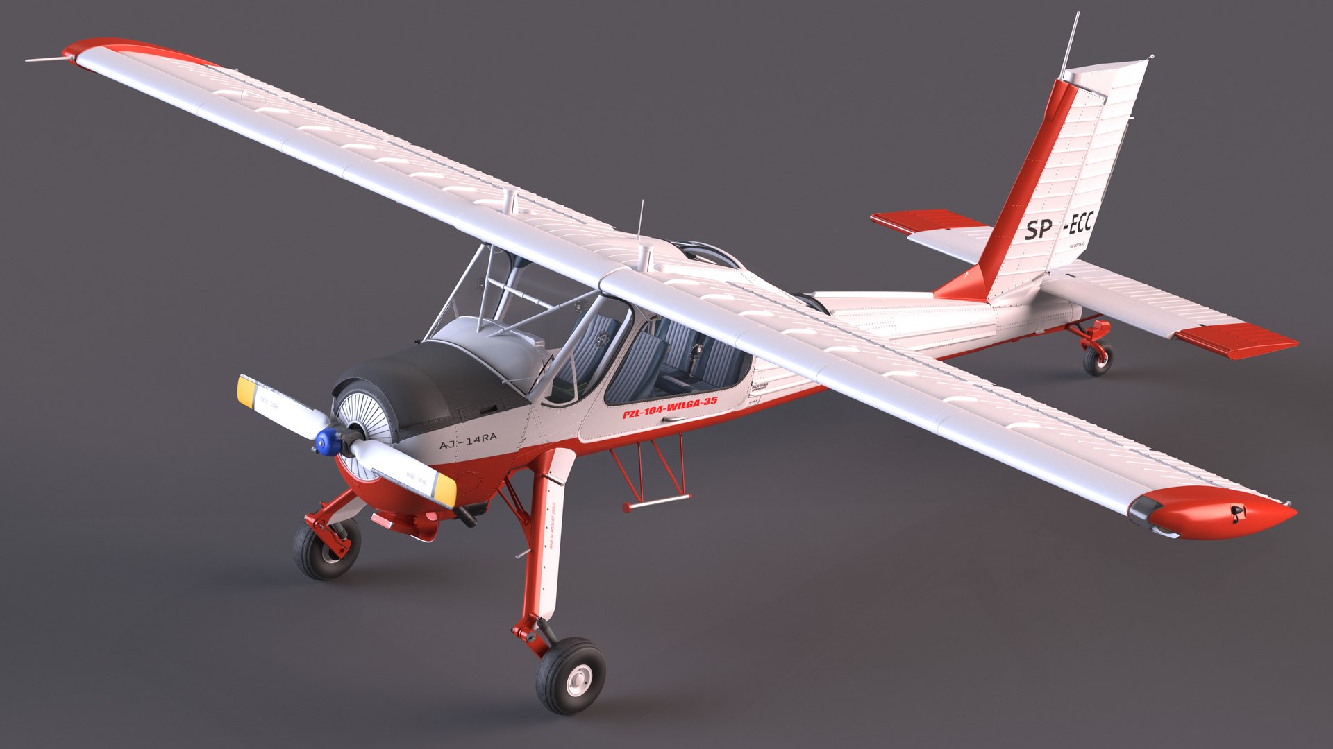 3D PZL 104 Wilga Airplane White Simple Interior - TurboSquid 2193877