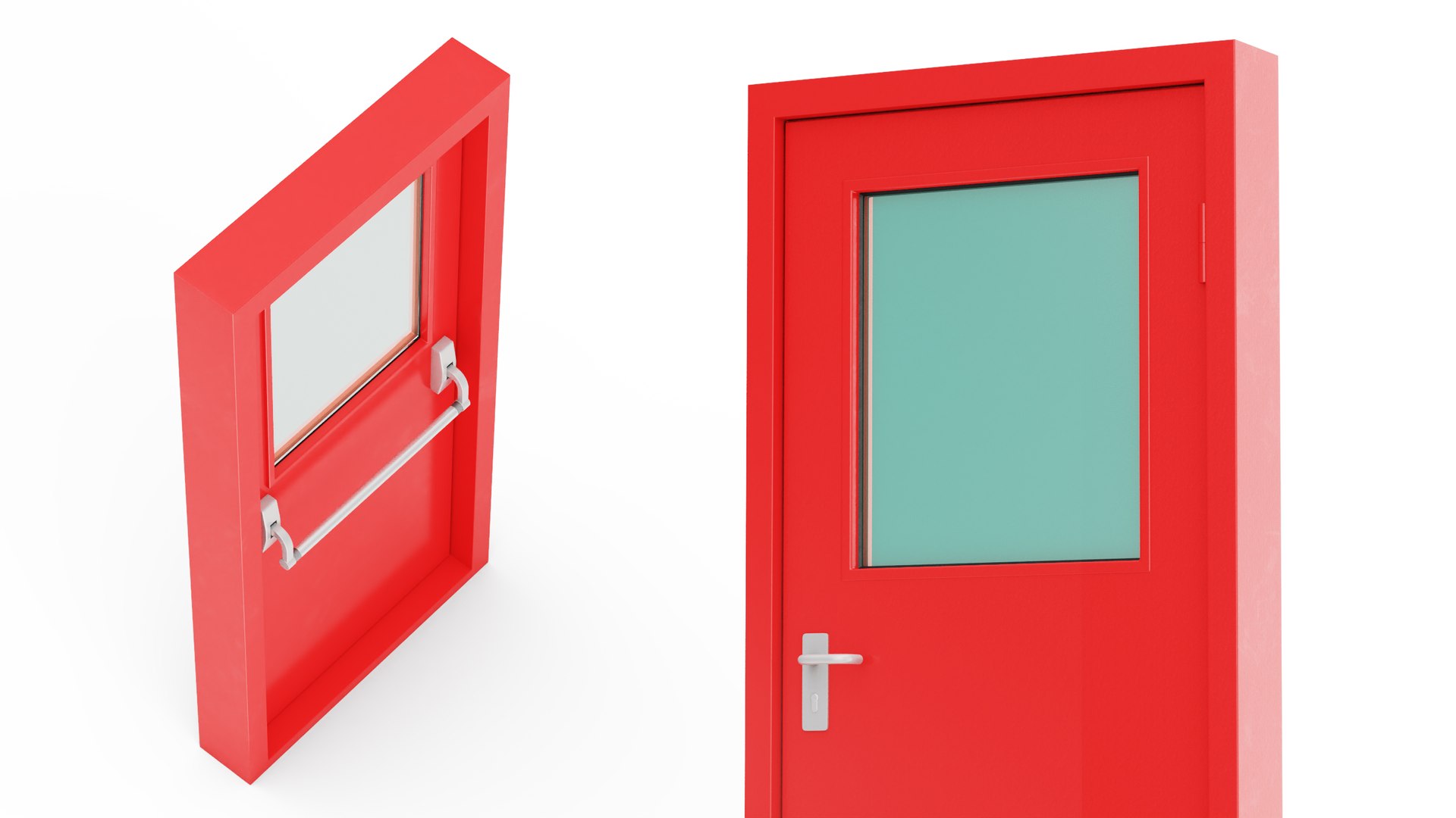 Single Fire Exit Door With Panic Bar 3D Model - TurboSquid 2055002