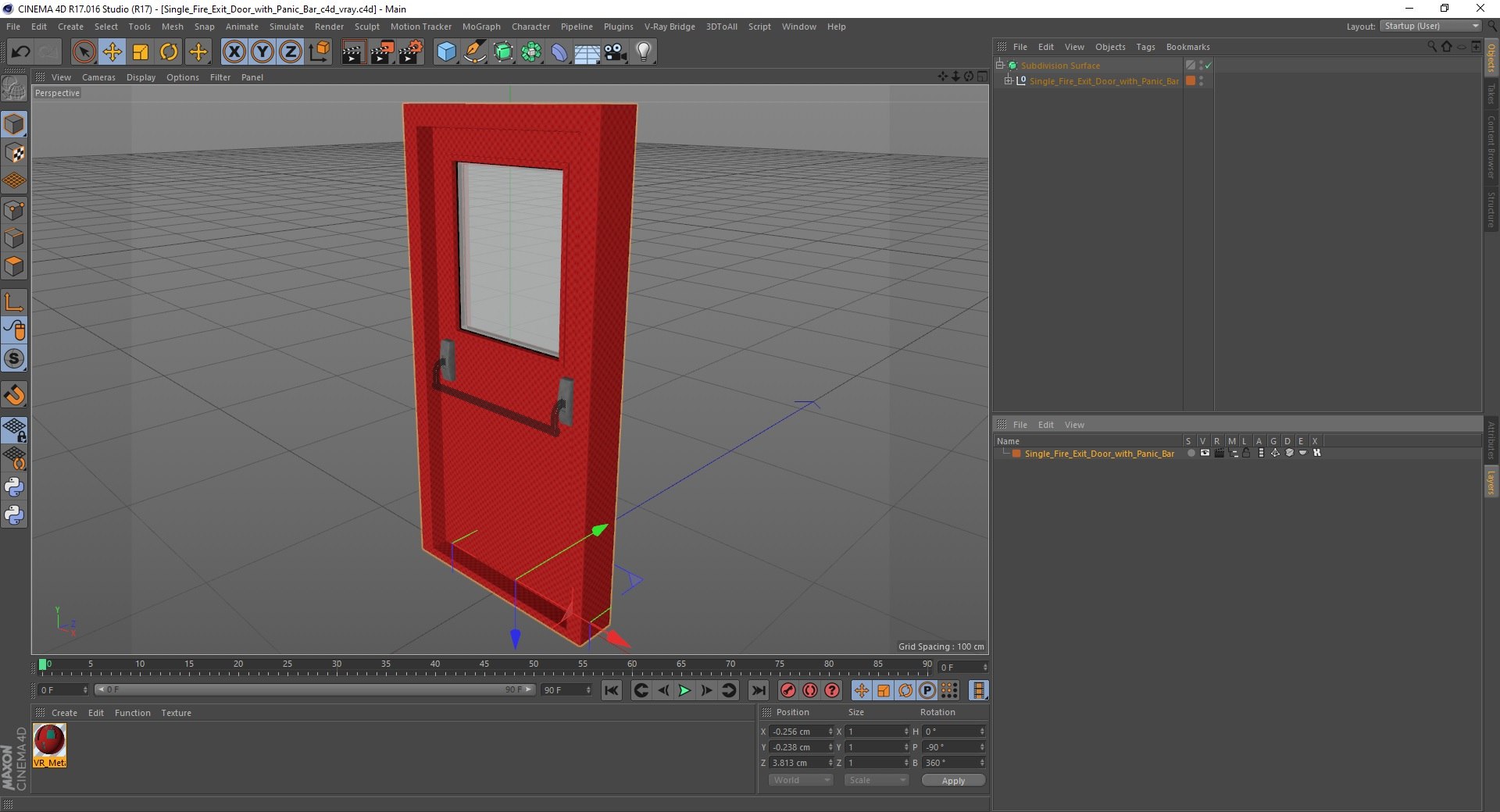 Single Fire Exit Door With Panic Bar 3D Model - TurboSquid 2055002