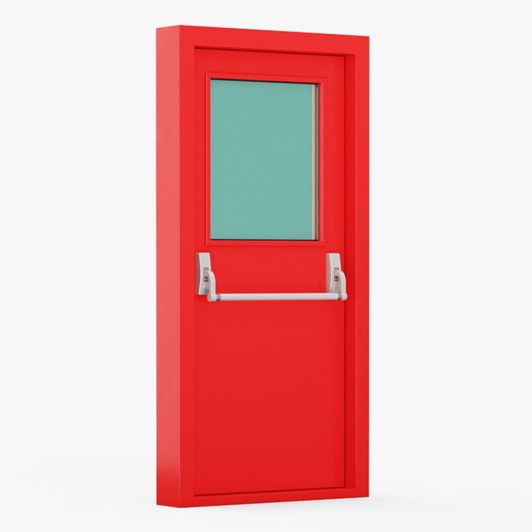 Single Fire Exit Door with Panic Bar 3D model - TurboSquid 2055002