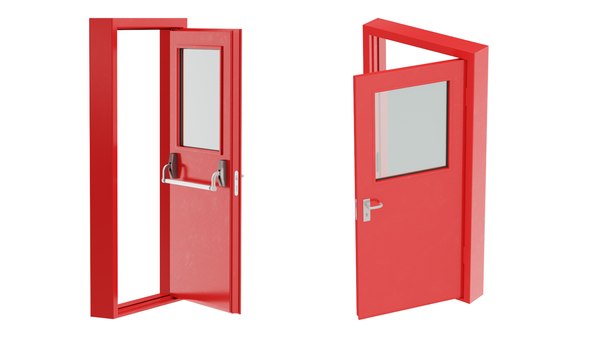 modelo 3d Puerta de salida de incendios individual con barra antipánico ...