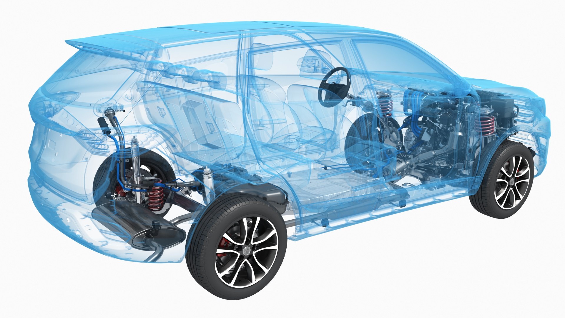 Hybrid Electric SUV Chassis X-Ray 3D Model - TurboSquid 2234440