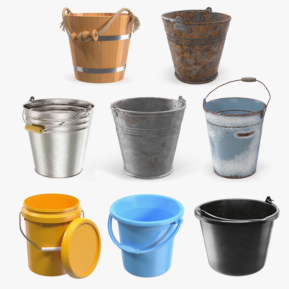 3D Buckets Collection 6 model - TurboSquid 1834170